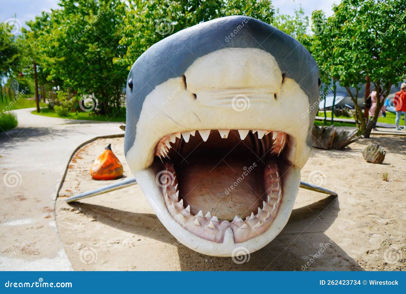 White Shark Model with Sharp Teeth in the Park Wieloryba Editorial ...