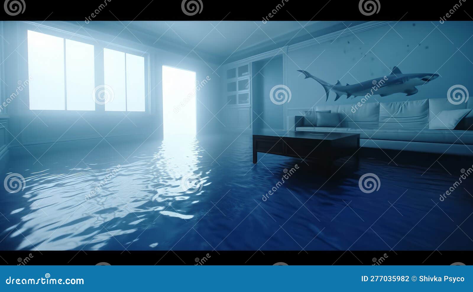 White Shark Swims Territorially in Water in the House Generative AI ...