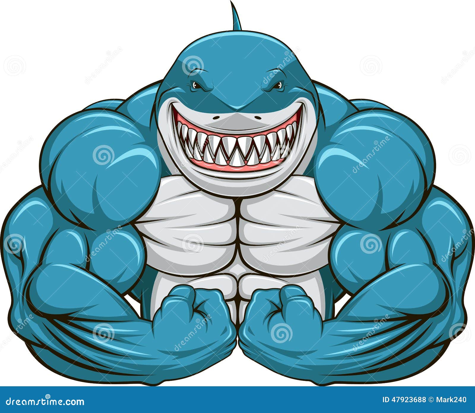 The Shark Bodybuilding Cartoon Vector | CartoonDealer.com #205018717