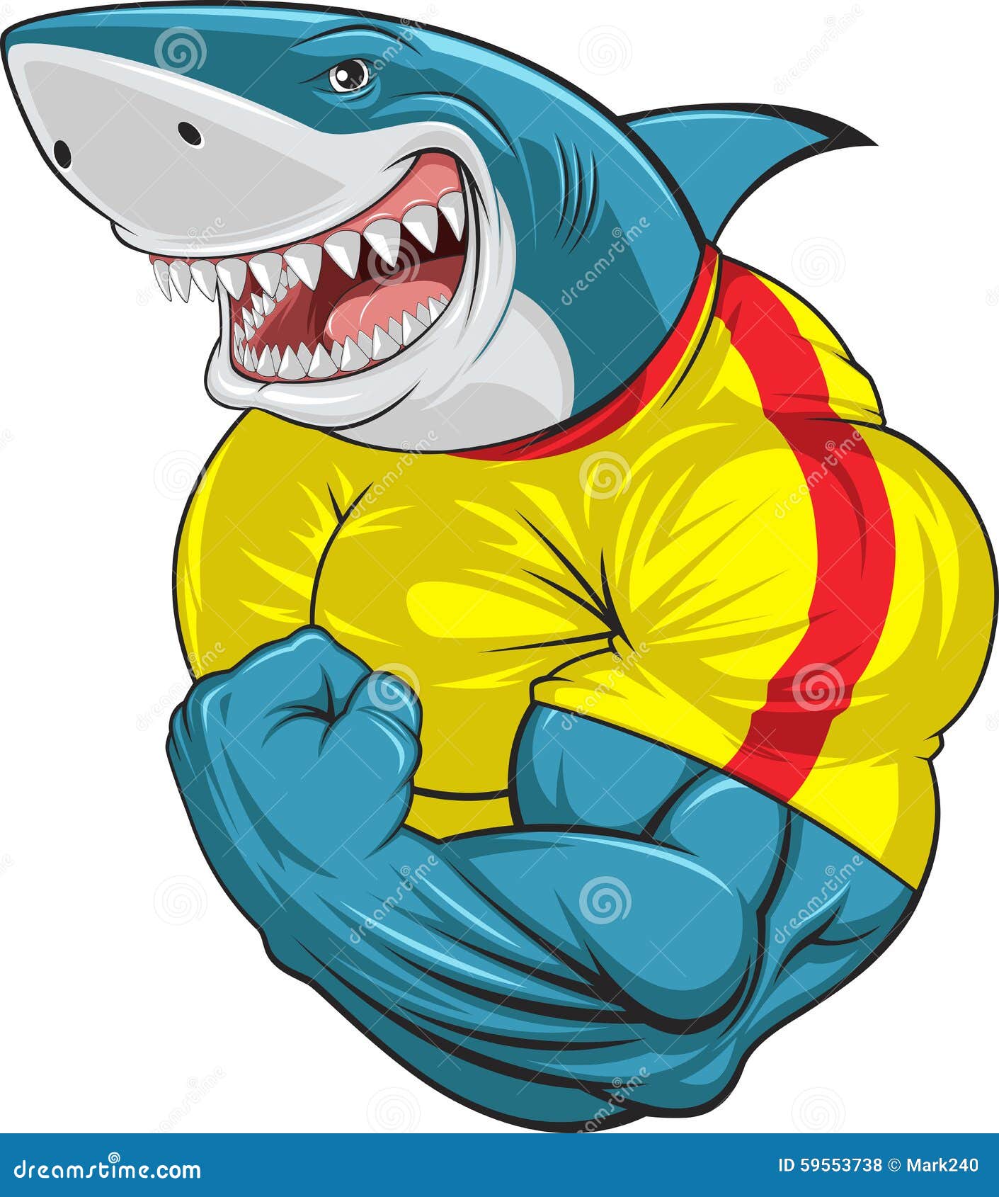 The Shark Bodybuilding Cartoon Vector | CartoonDealer.com #205018717