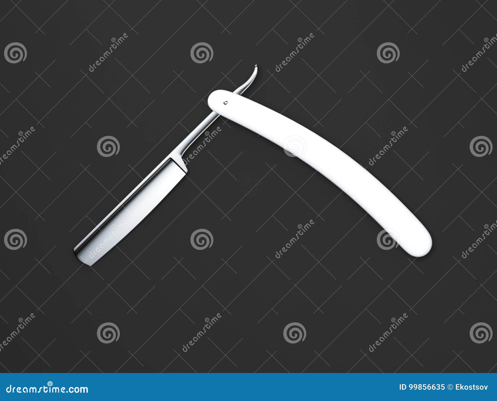 White Sharp Straight Razor. 3d Rendering Stock Illustration ...