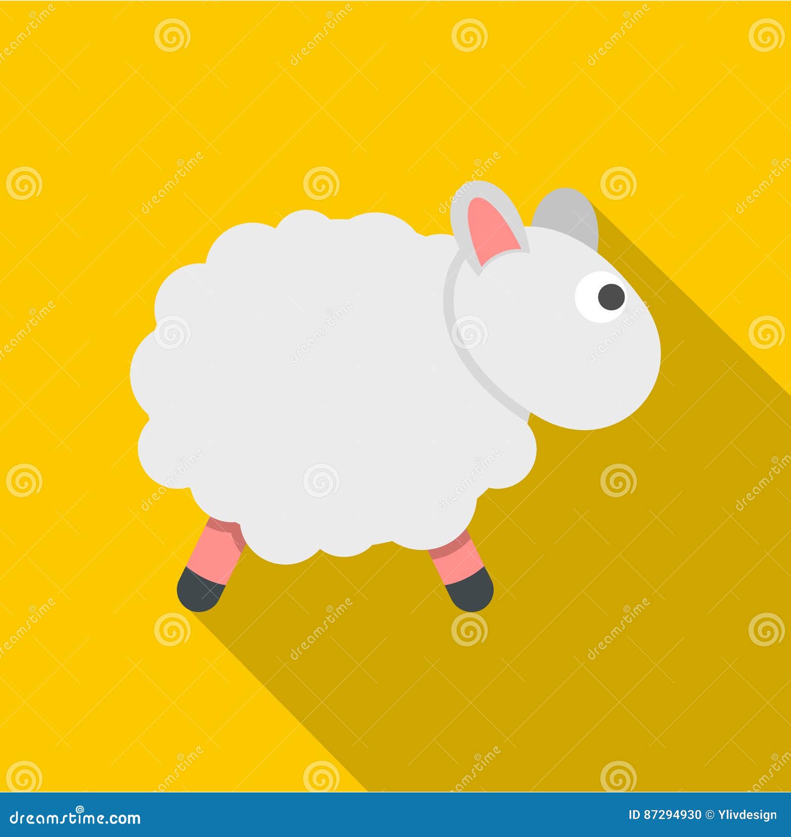White Sheep Icon, Flat Style Stock Vector - Illustration of pasture ...