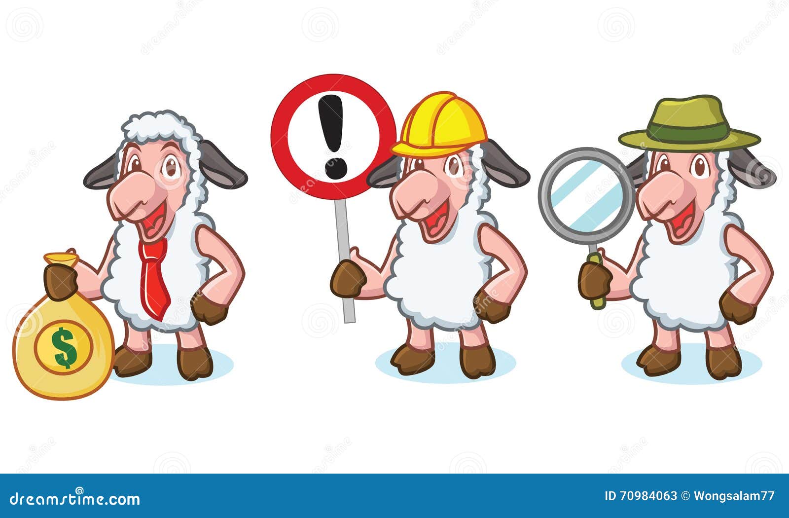 White Sheep Mascot with Money Stock Vector - Illustration of graphic ...