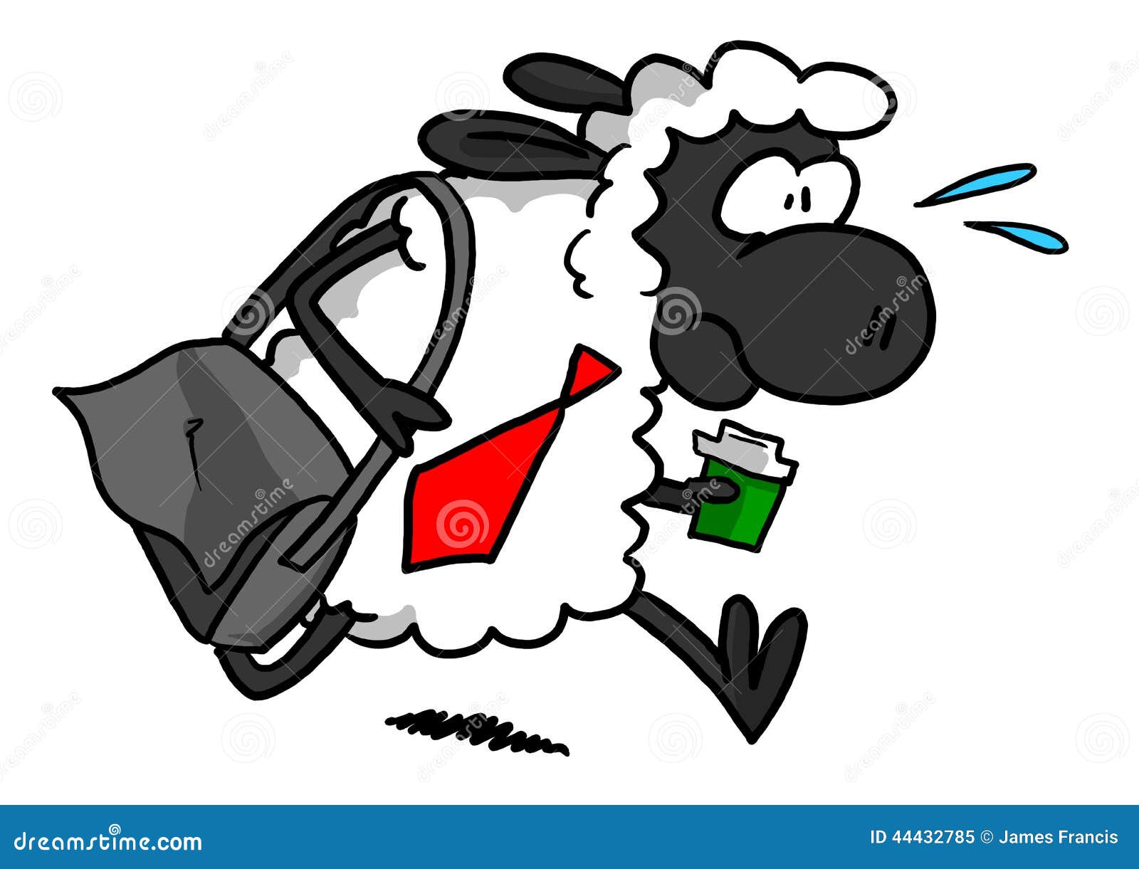 White Sheep Rushing To Work Stock Illustration - Illustration of ...