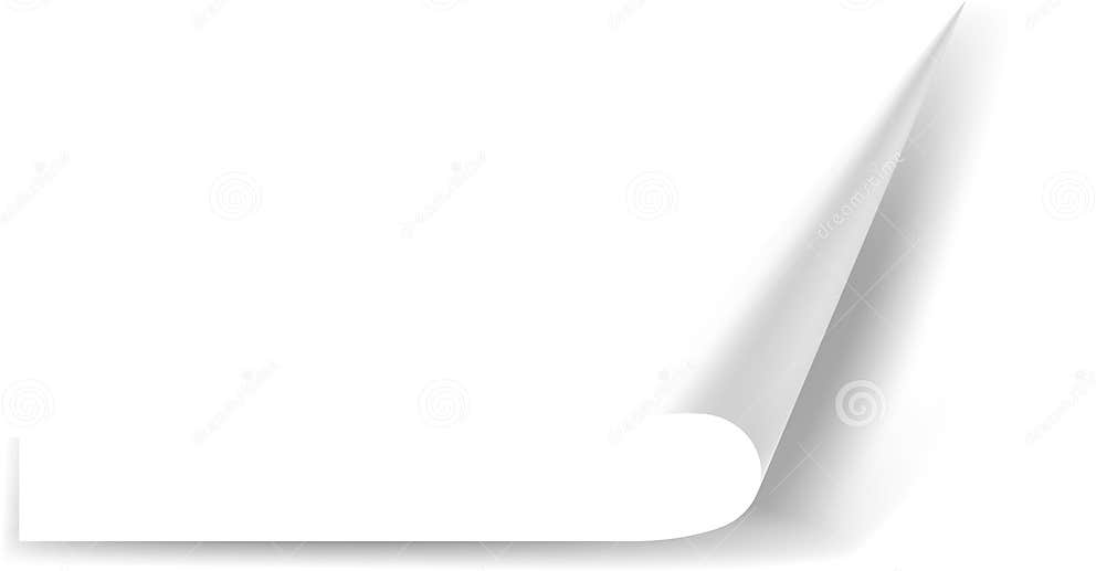 White Sheet of Paper Curling Up from Bottom Right Corner, Creating a ...