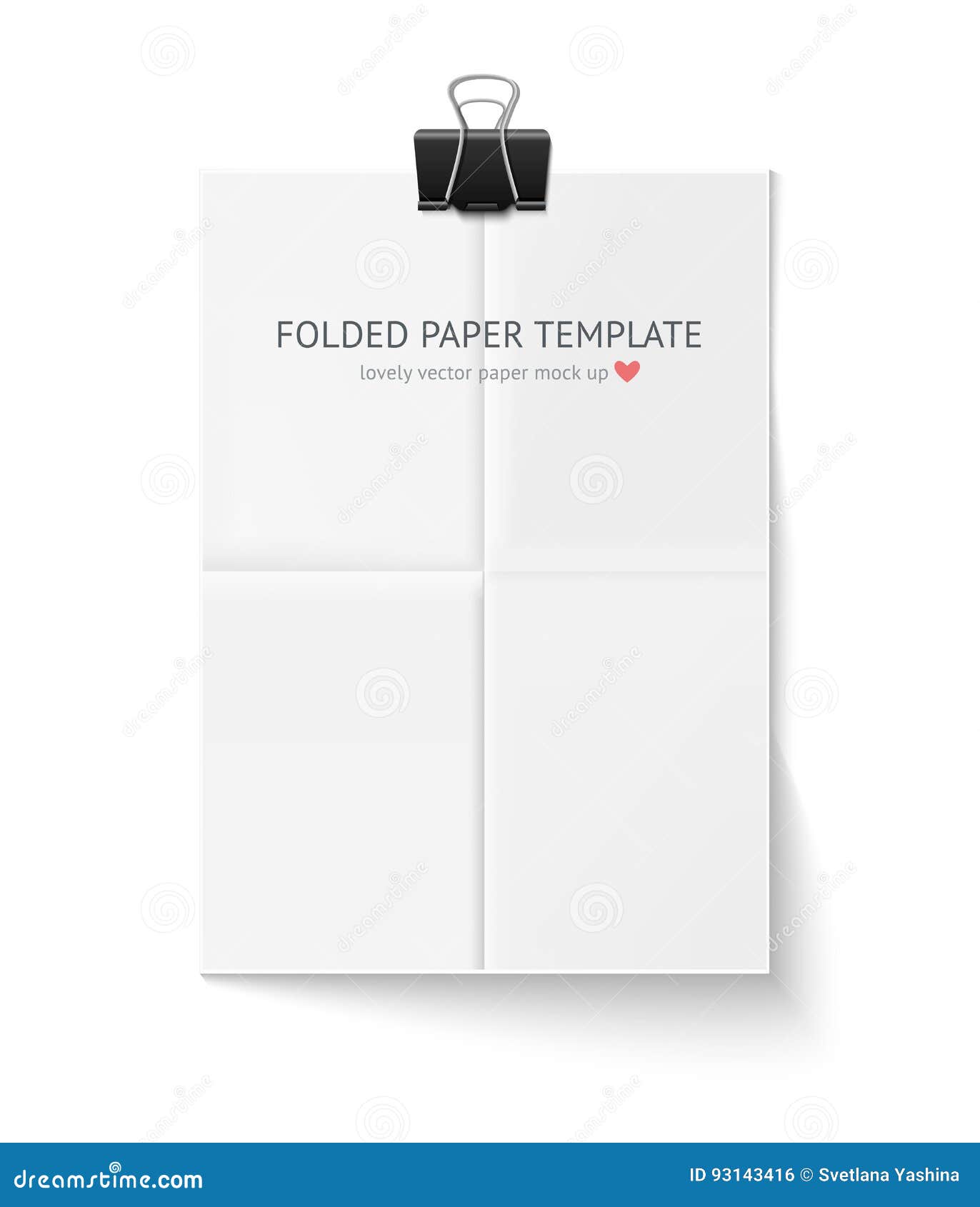 White Sheet of Paper Folded in Four Hangs with Clip Isolated Stock ...