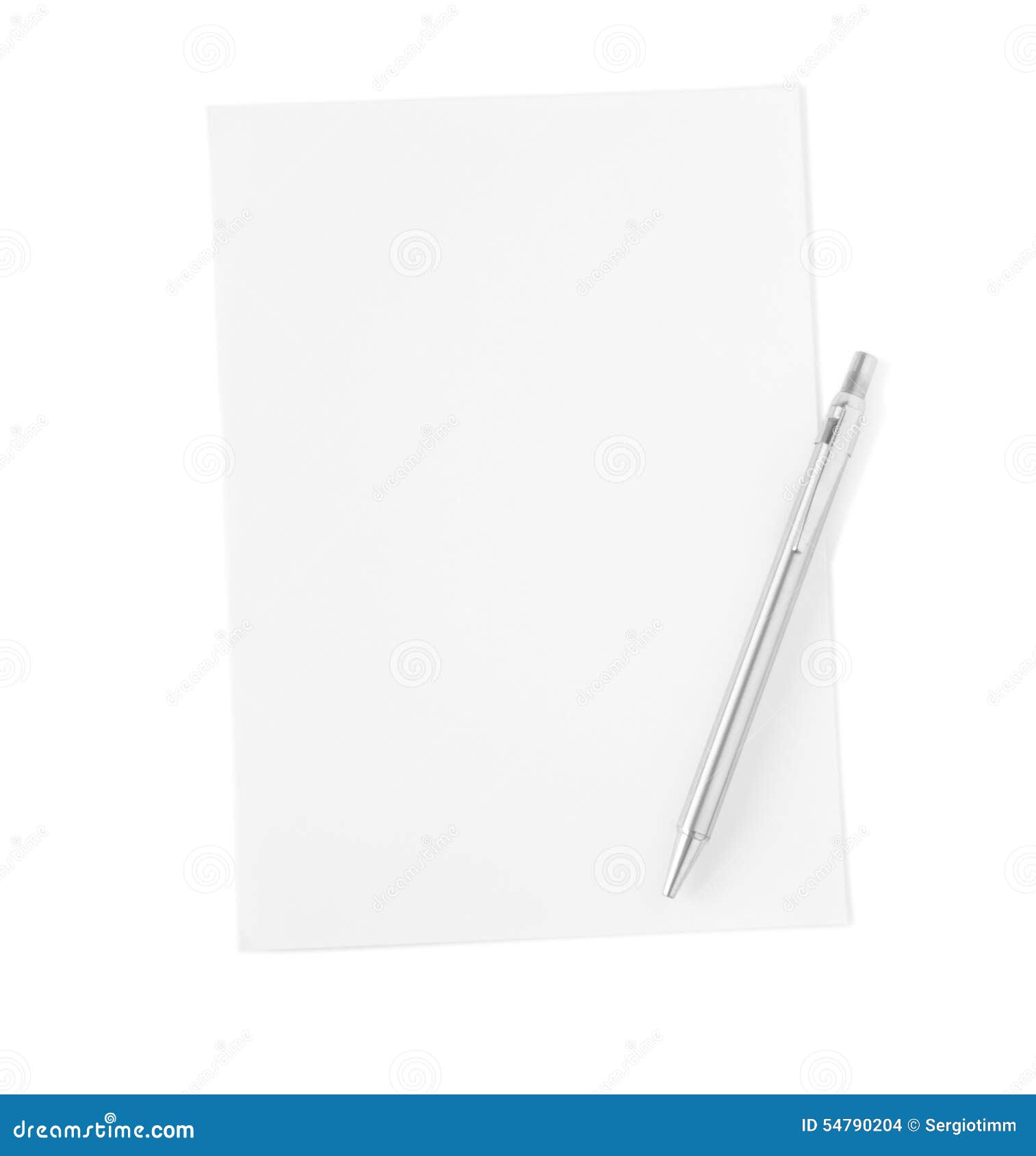 White Sheet of Paper with Metal Ballpoint Pen. Stock Photo - Image of ...