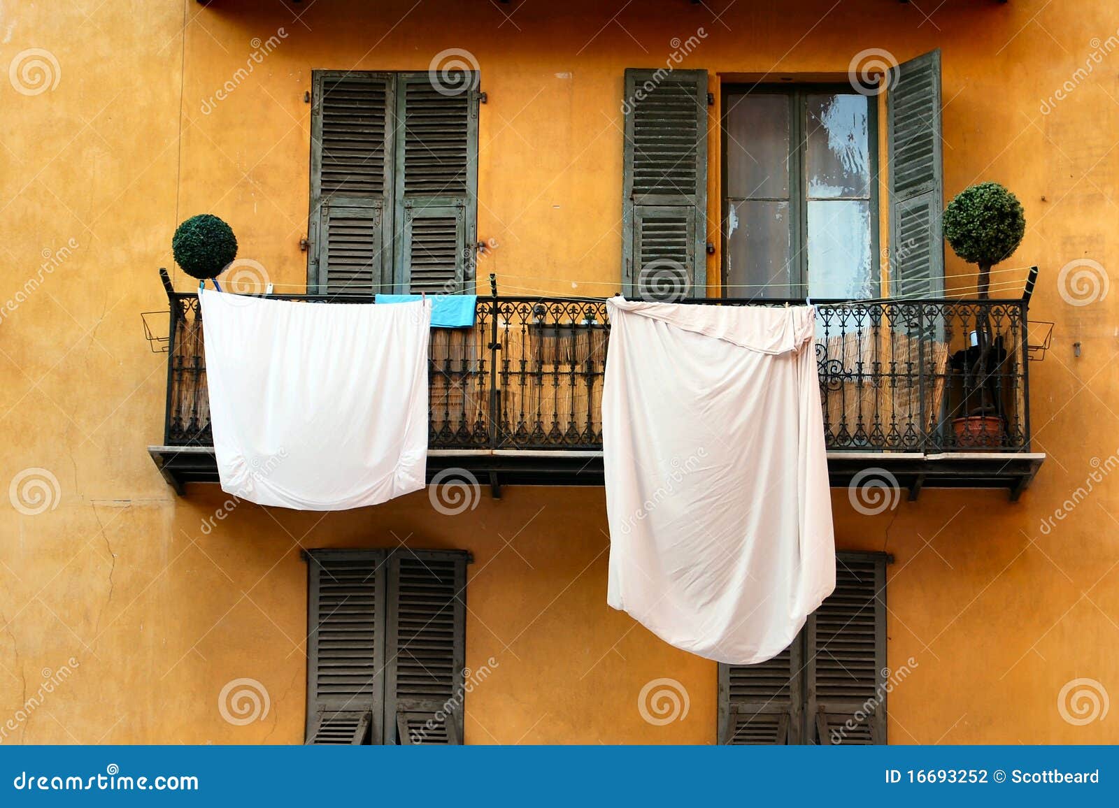 White Sheets Washing Hanging on Balcony Stock Photo - Image of laundry ...