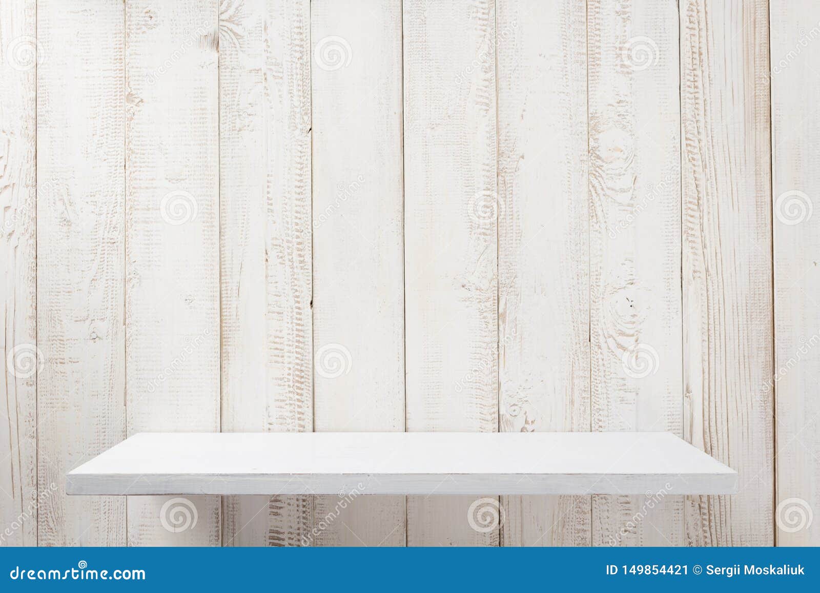 White Shelf on Wooden Wall Background Stock Image - Image of background ...