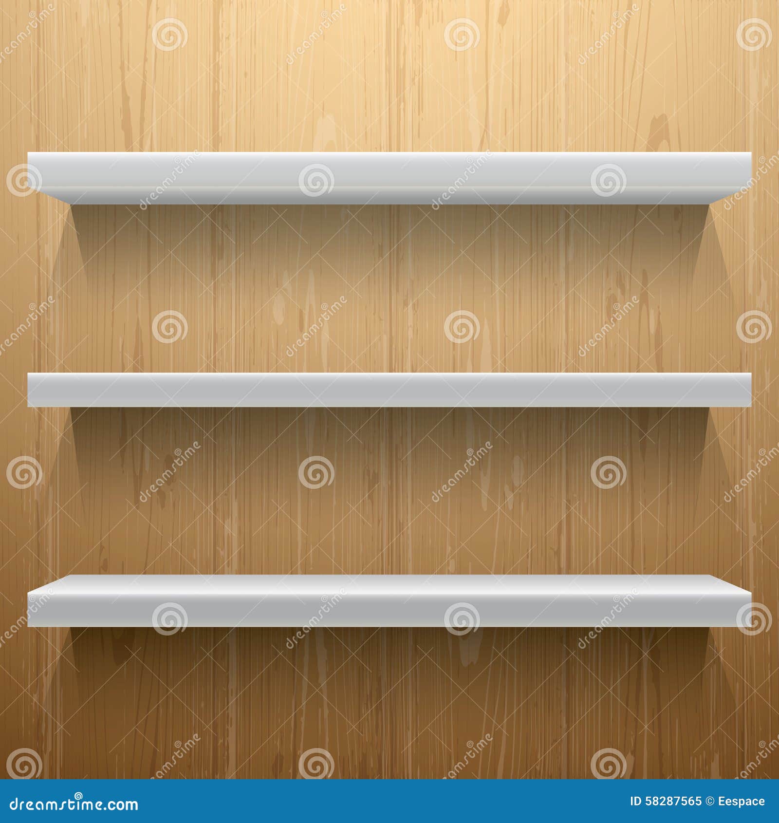White Shelves on Wood Background Stock Vector - Illustration of ...