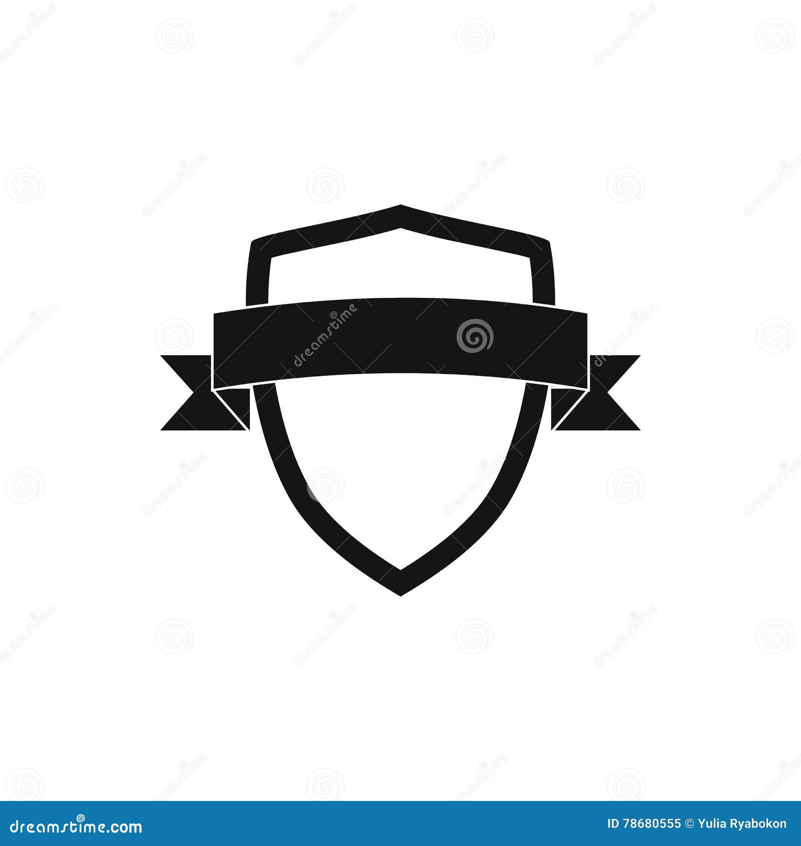 White Shield with Black Ribbon Icon, Simple Style Stock Vector ...