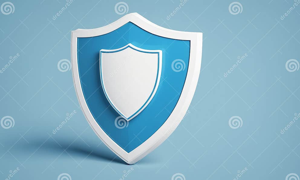 White Shield with Blue Interior on Blue Background Stock Illustration ...