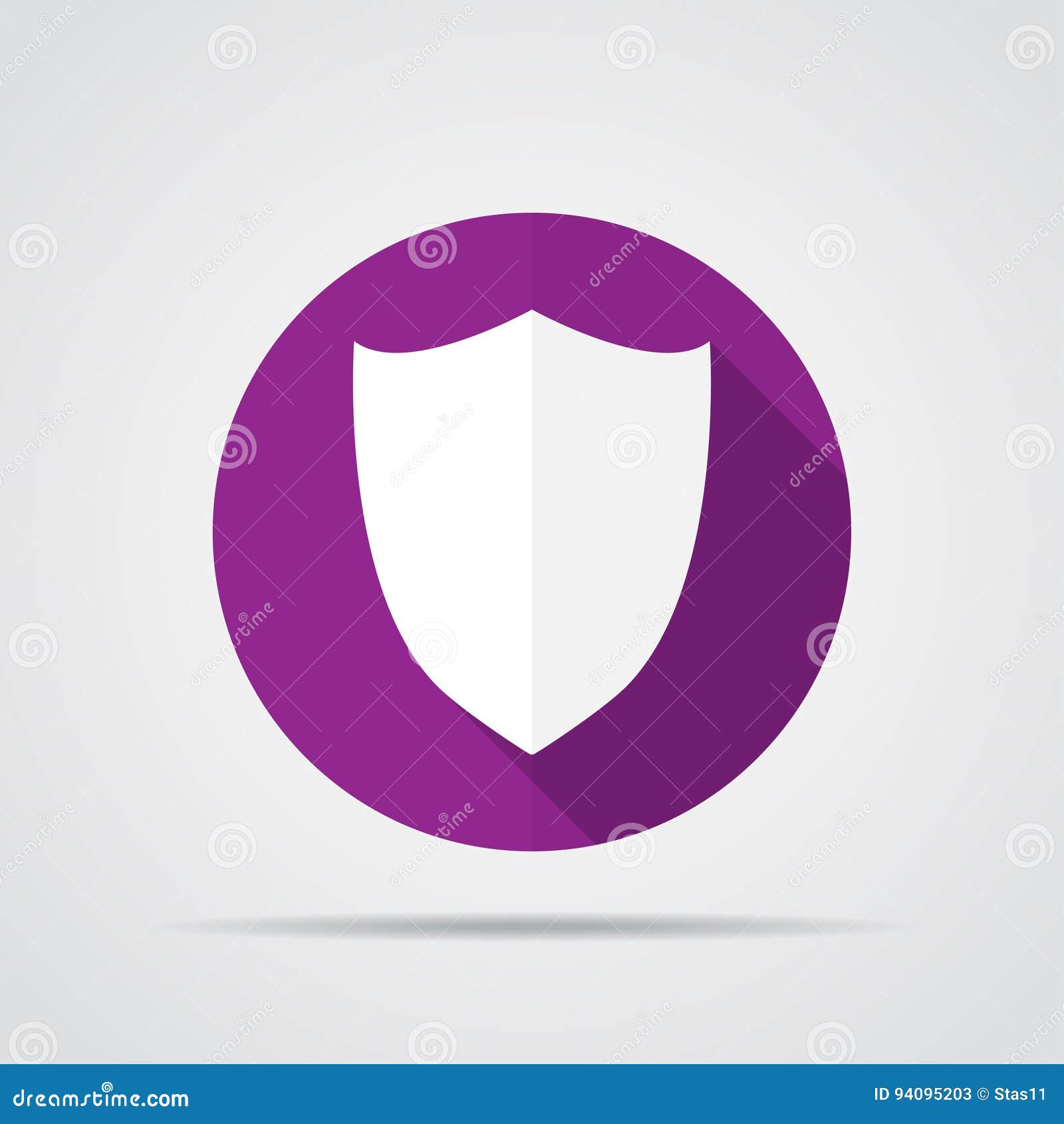 White Shield in Flat Design with Long Shadow. Simple Shield Icon on a ...