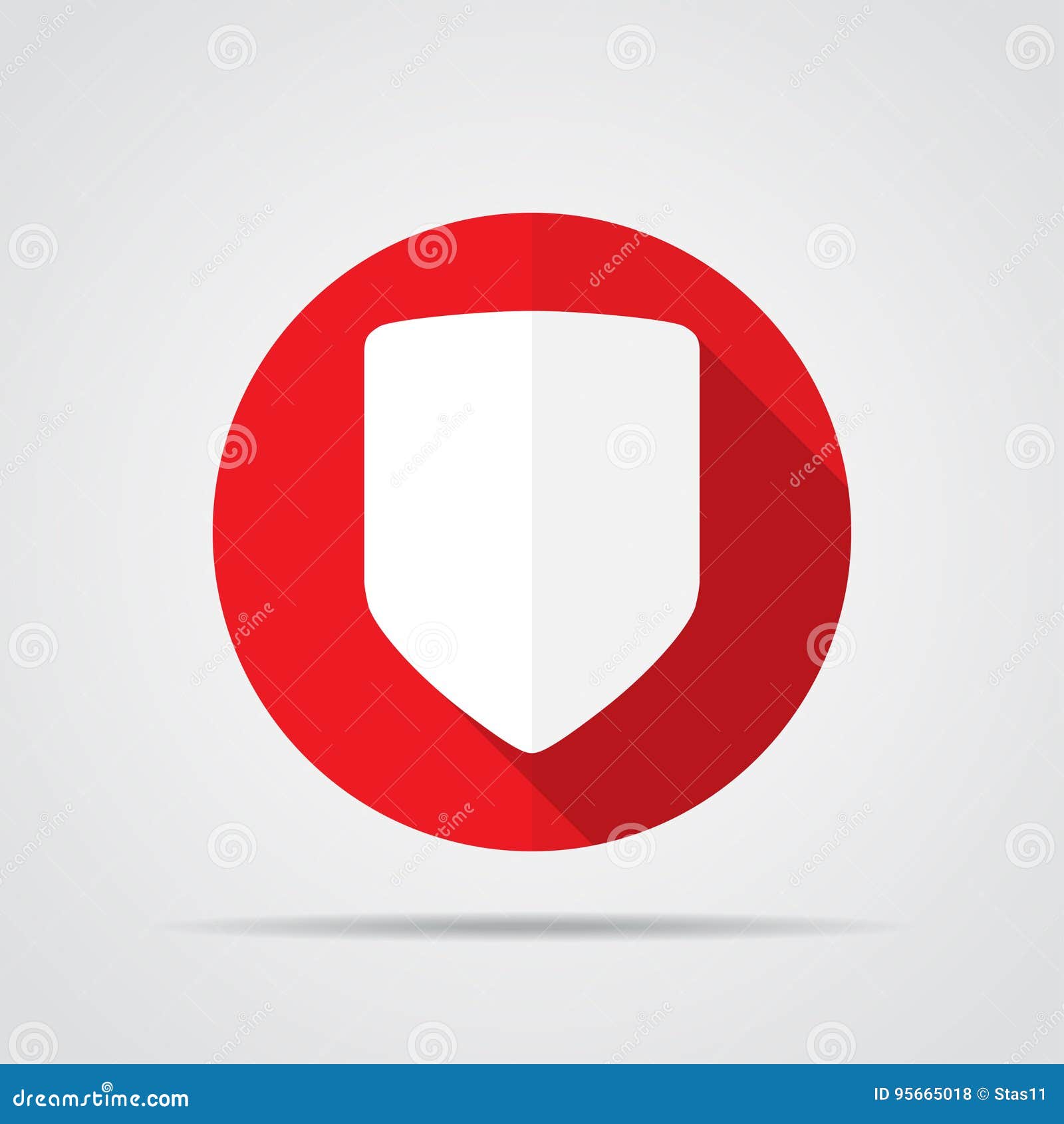 White Shield in Flat Design with Long Shadow. Simple Shield Icon on a ...