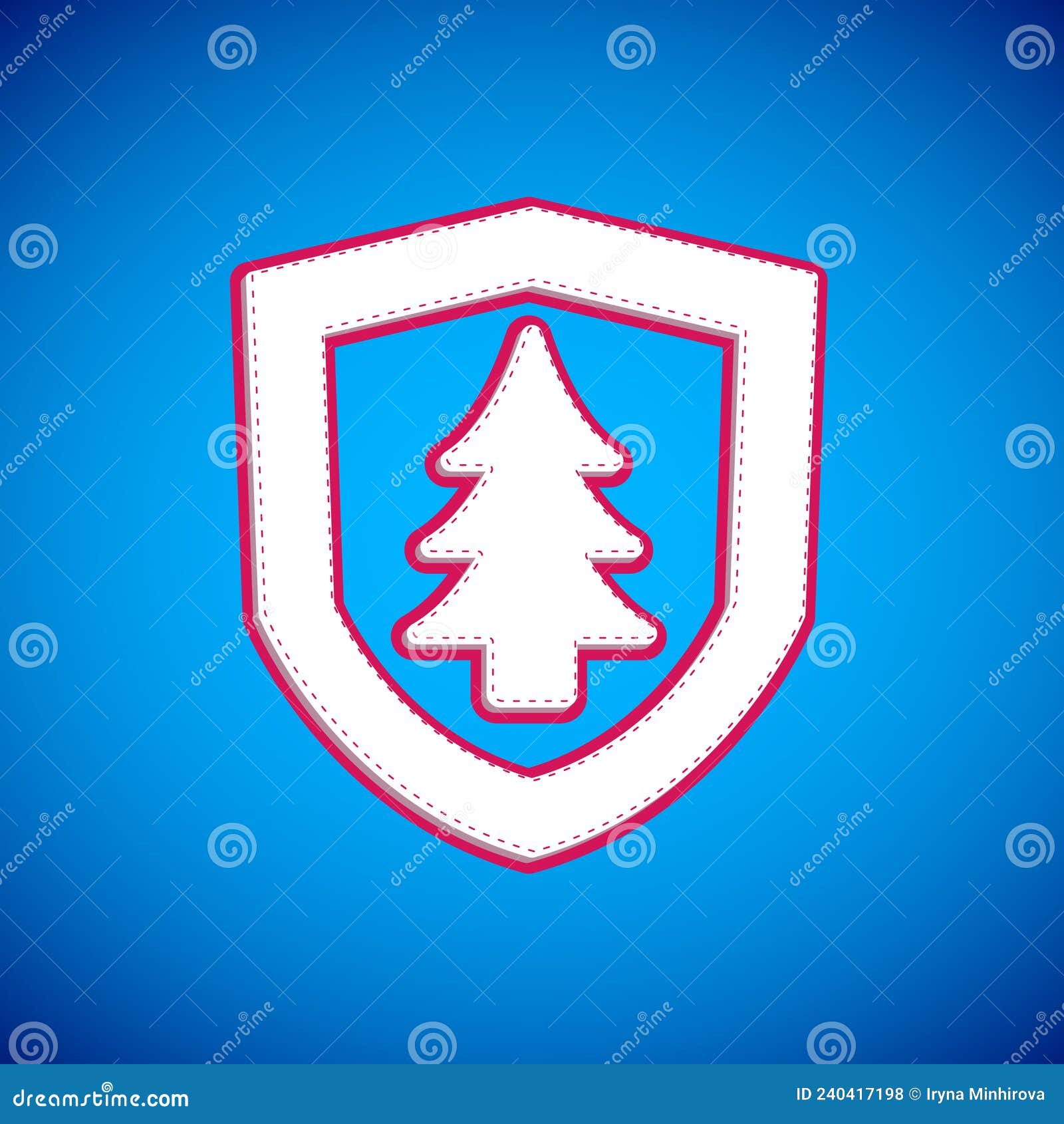White Shield with Tree Icon Isolated on Blue Background. Eco-friendly ...