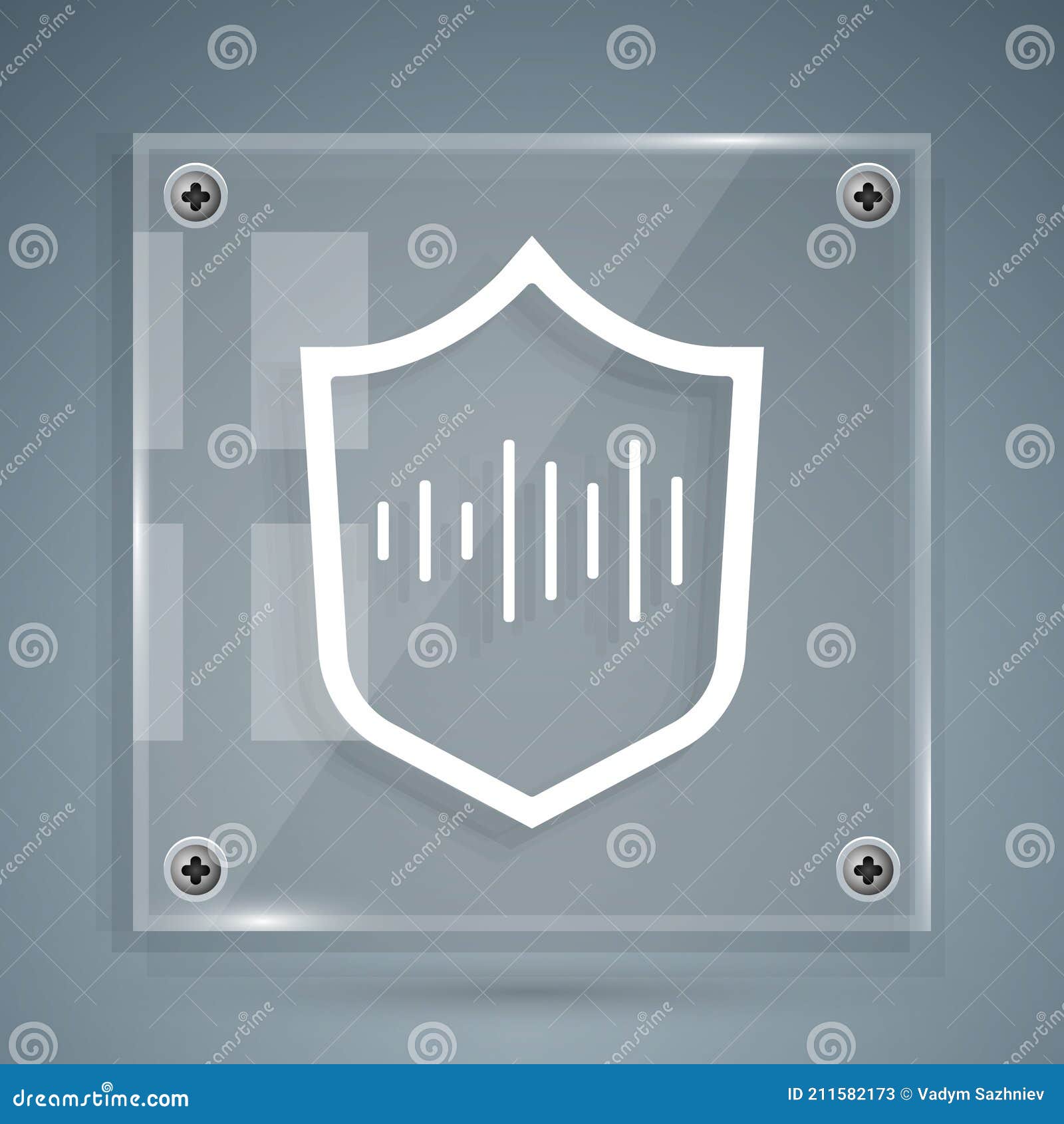 White Shield Voice Recognition Icon Isolated on Grey Background. Voice ...