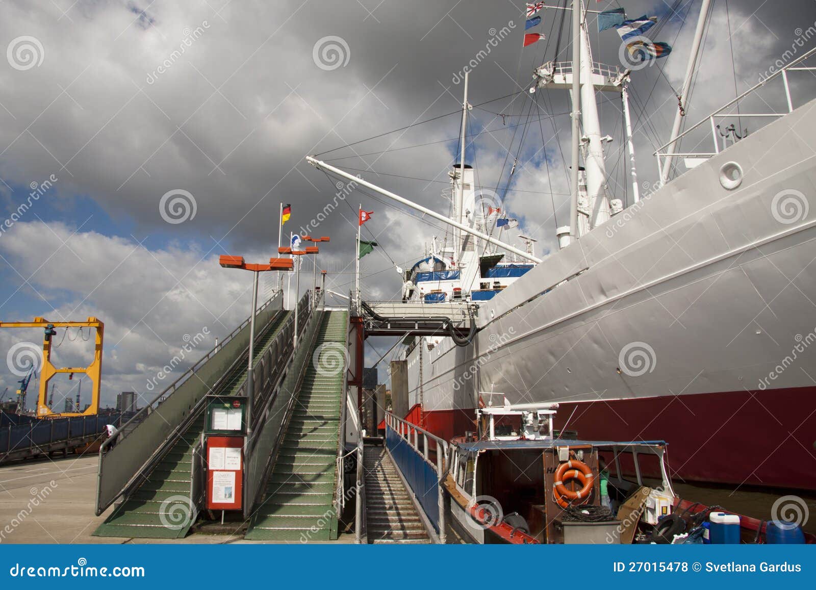 White ship on the quay stock photo. Image of light, steps - 27015478