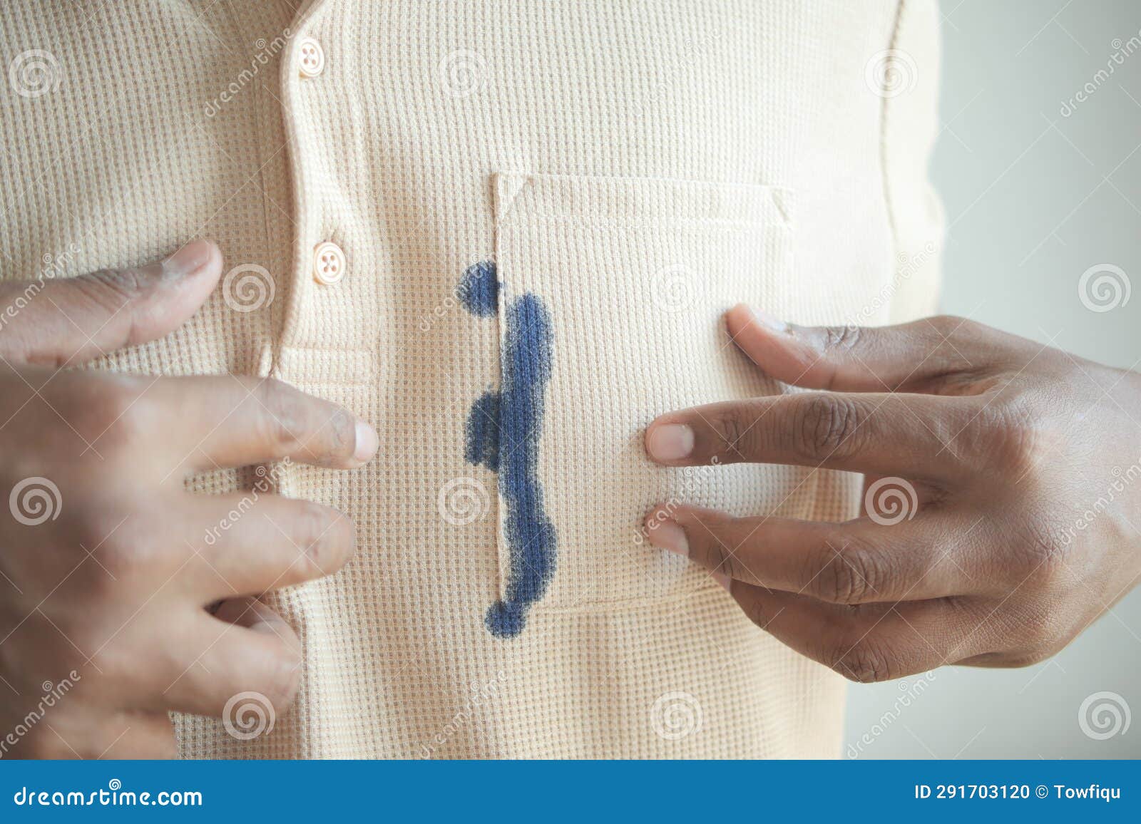 White Shirt with Blue Ink Stain . Stock Photo - Image of fiber, spot ...