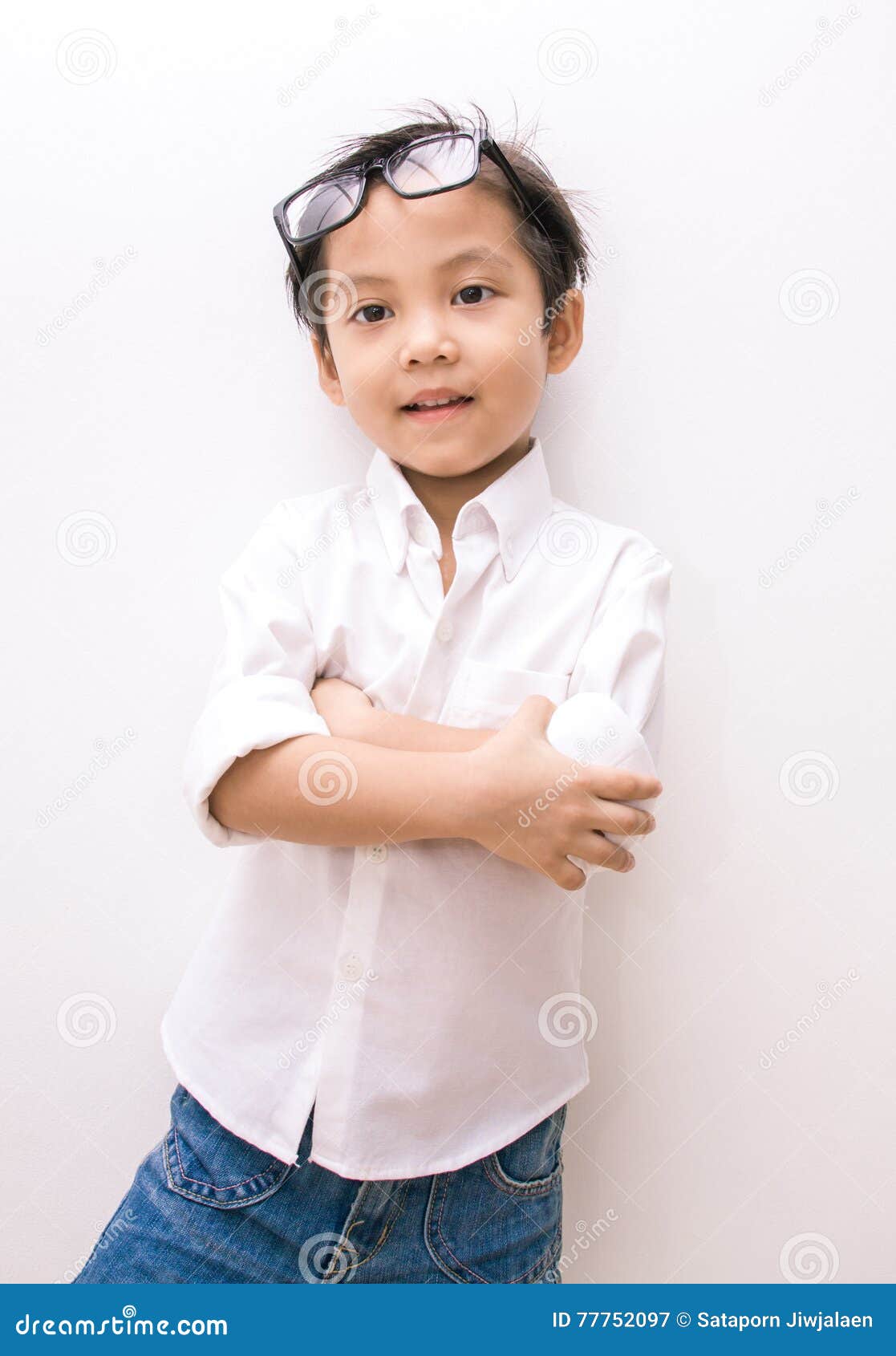 White Shirt on Little Smart Asian Boy Stock Image - Image of kids ...