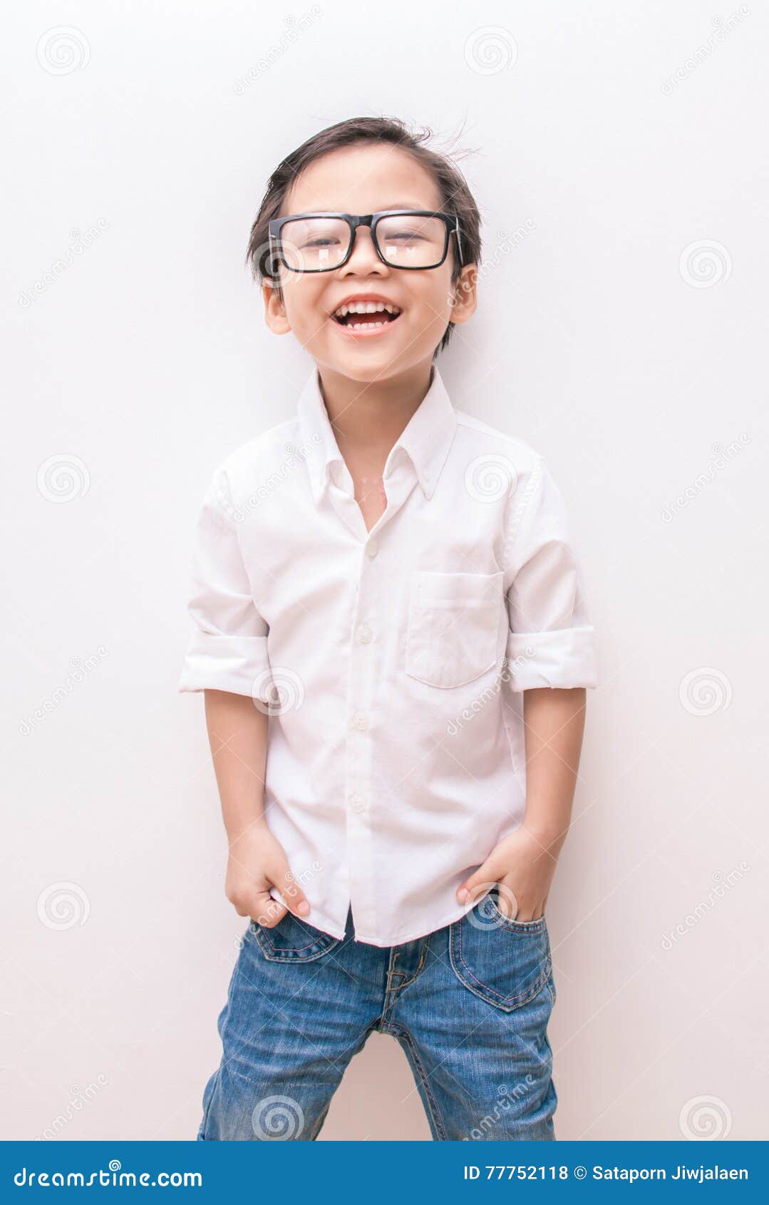 White Shirt on Little Smart Asian Boy Stock Photo - Image of human ...