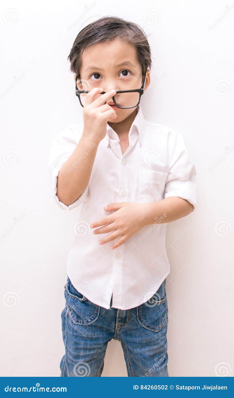 White Shirt on Little Smart Asian Boy Stock Photo - Image of kids ...