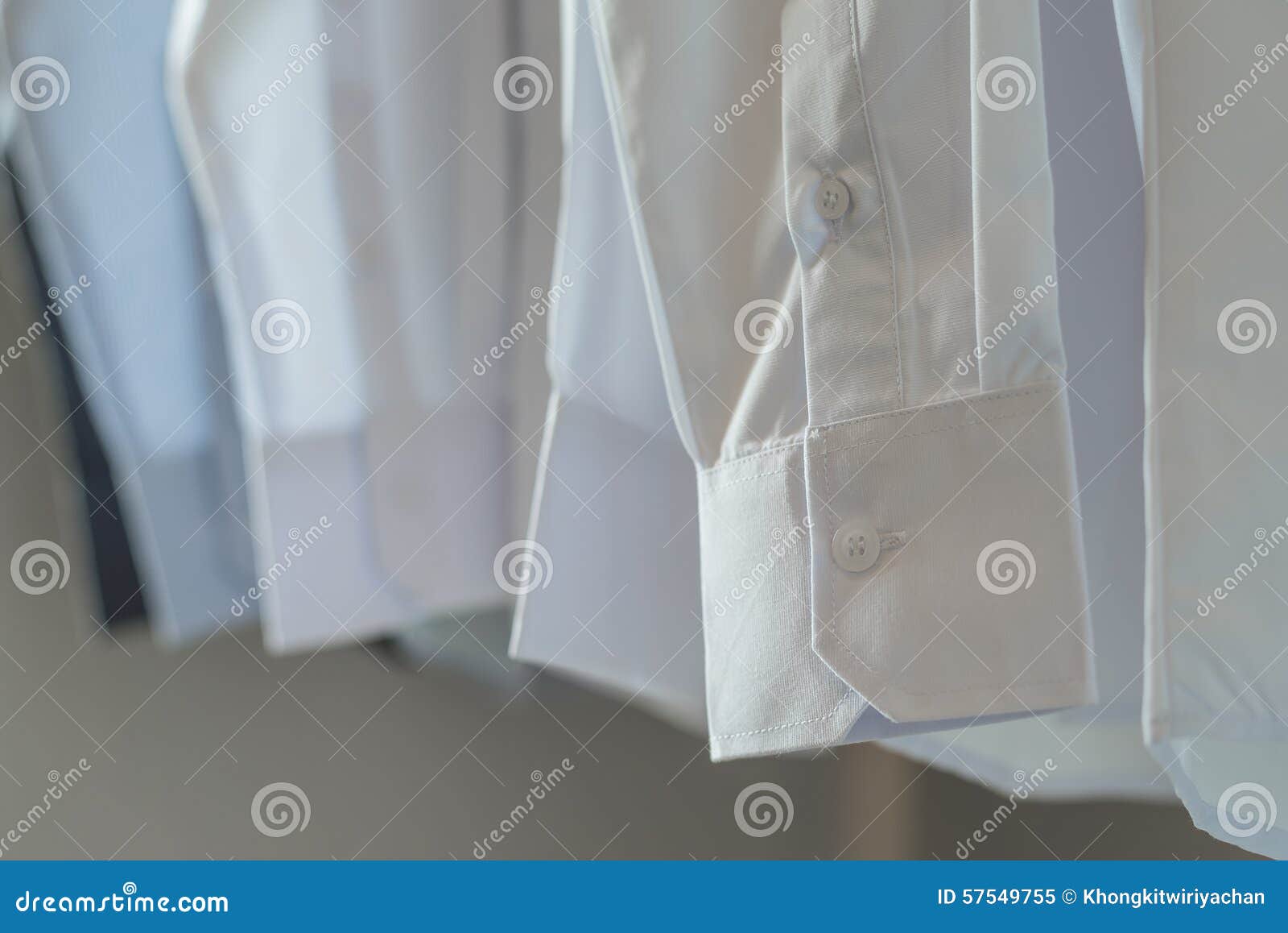 White Shirts Hanging on Rack Stock Image - Image of collar, focus: 57549755