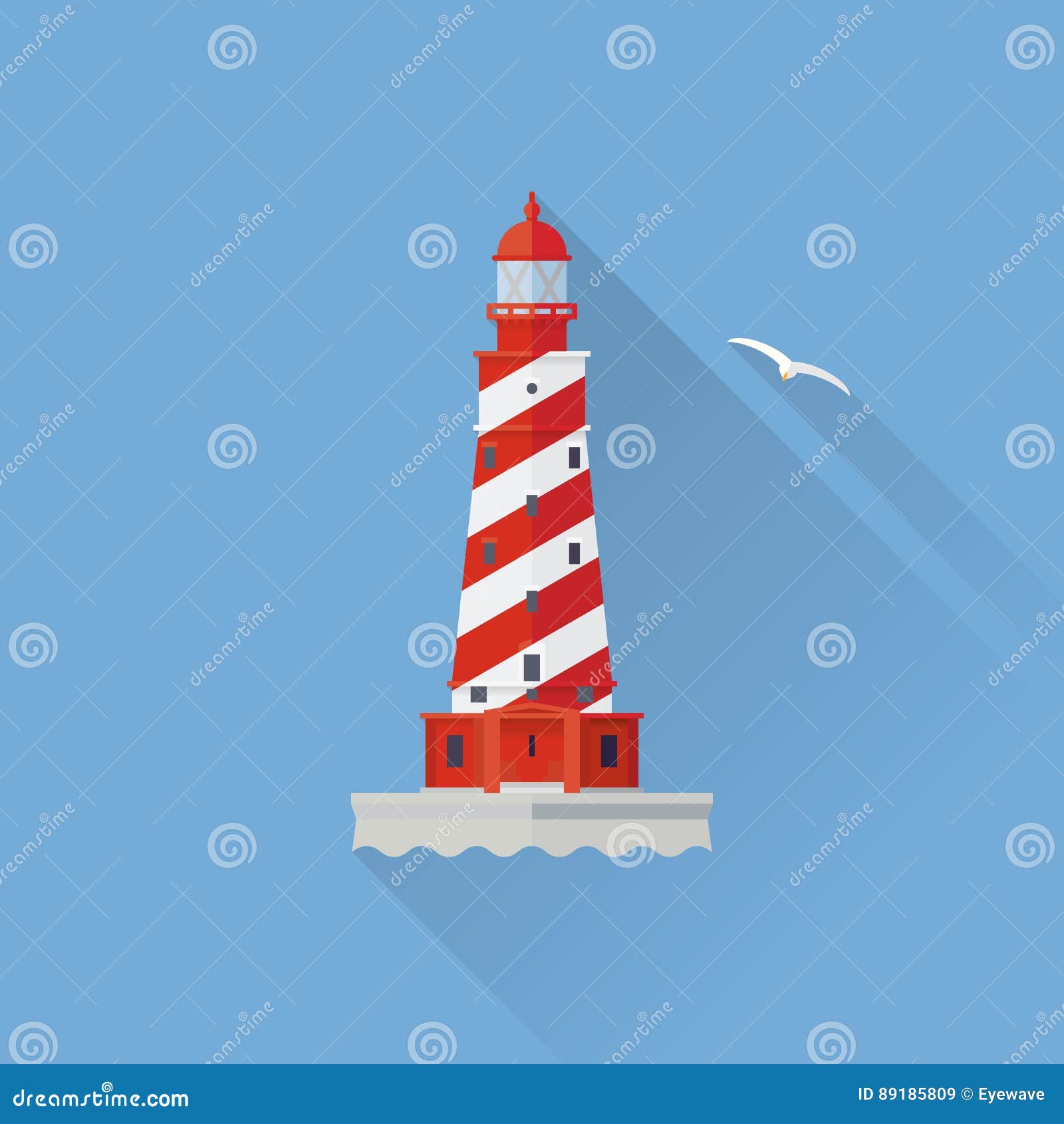 White Shoal Lighthouse Flat Design Long Shadow Icon Stock Vector ...
