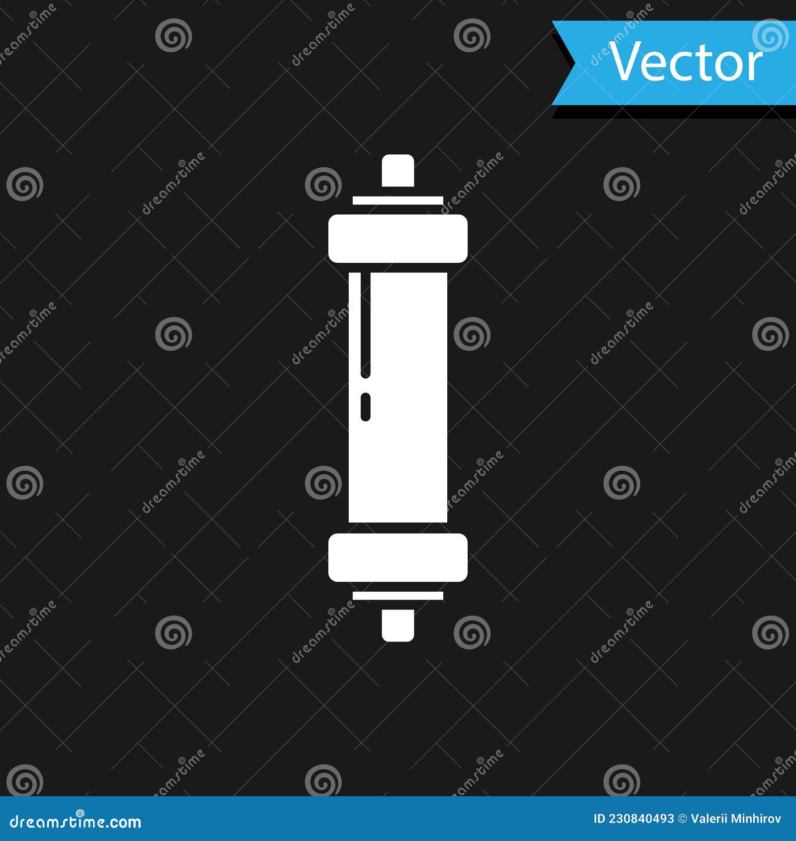 White Shock Absorber Icon Isolated on Black Background. Vector Stock ...