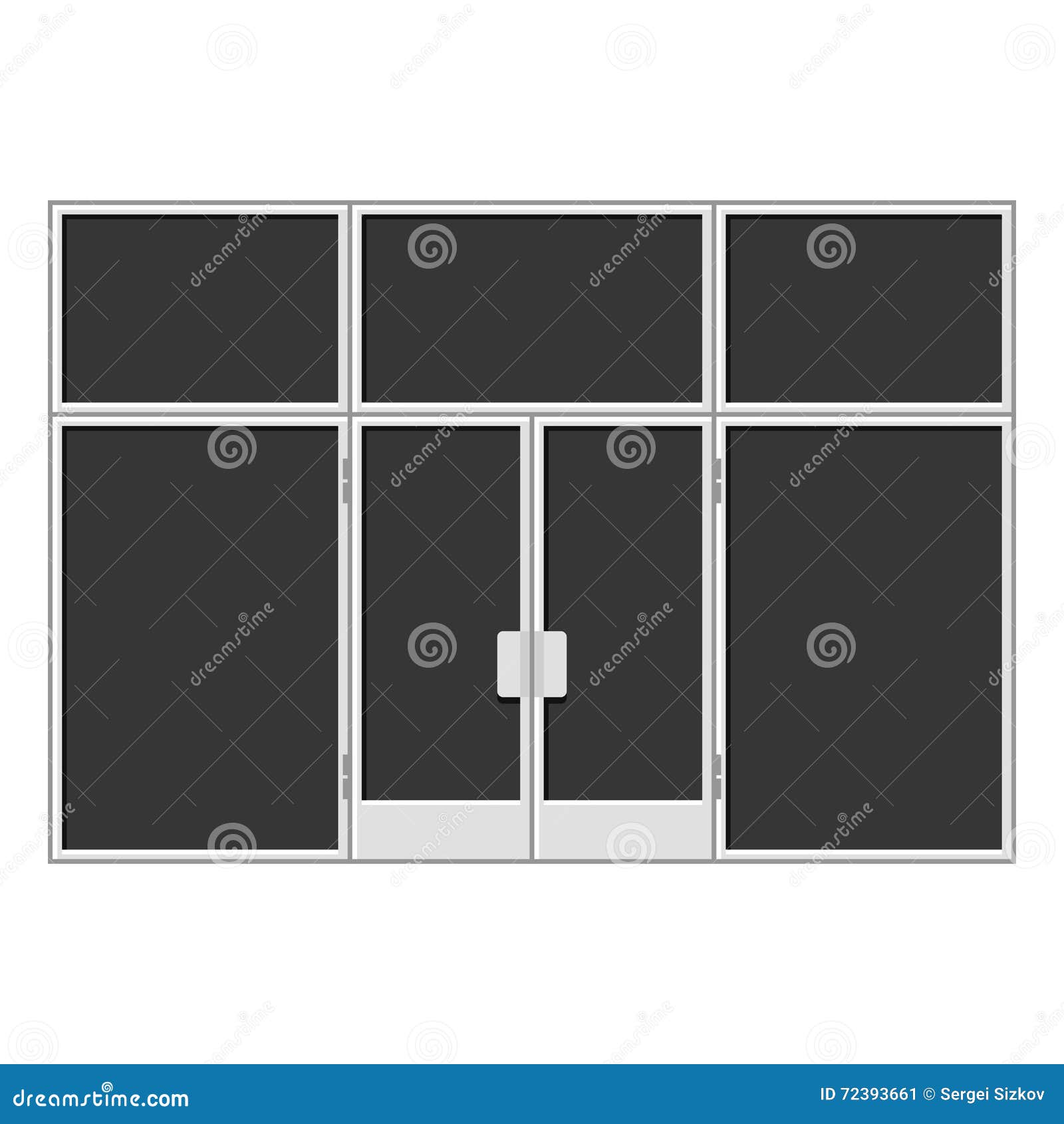 White Shopfront with Large Black Blank Windows. Vector Stock Vector ...