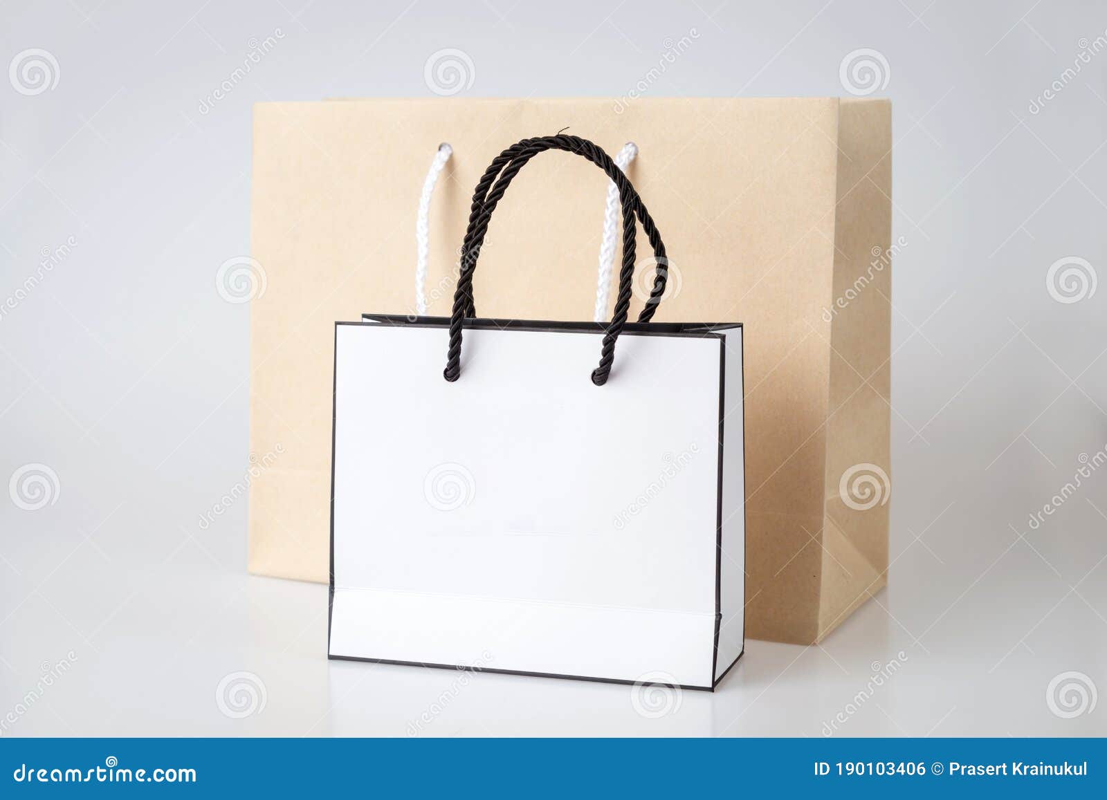 White Shopping Bag One Color Shopping Bag and Copy Space for Plain Text ...