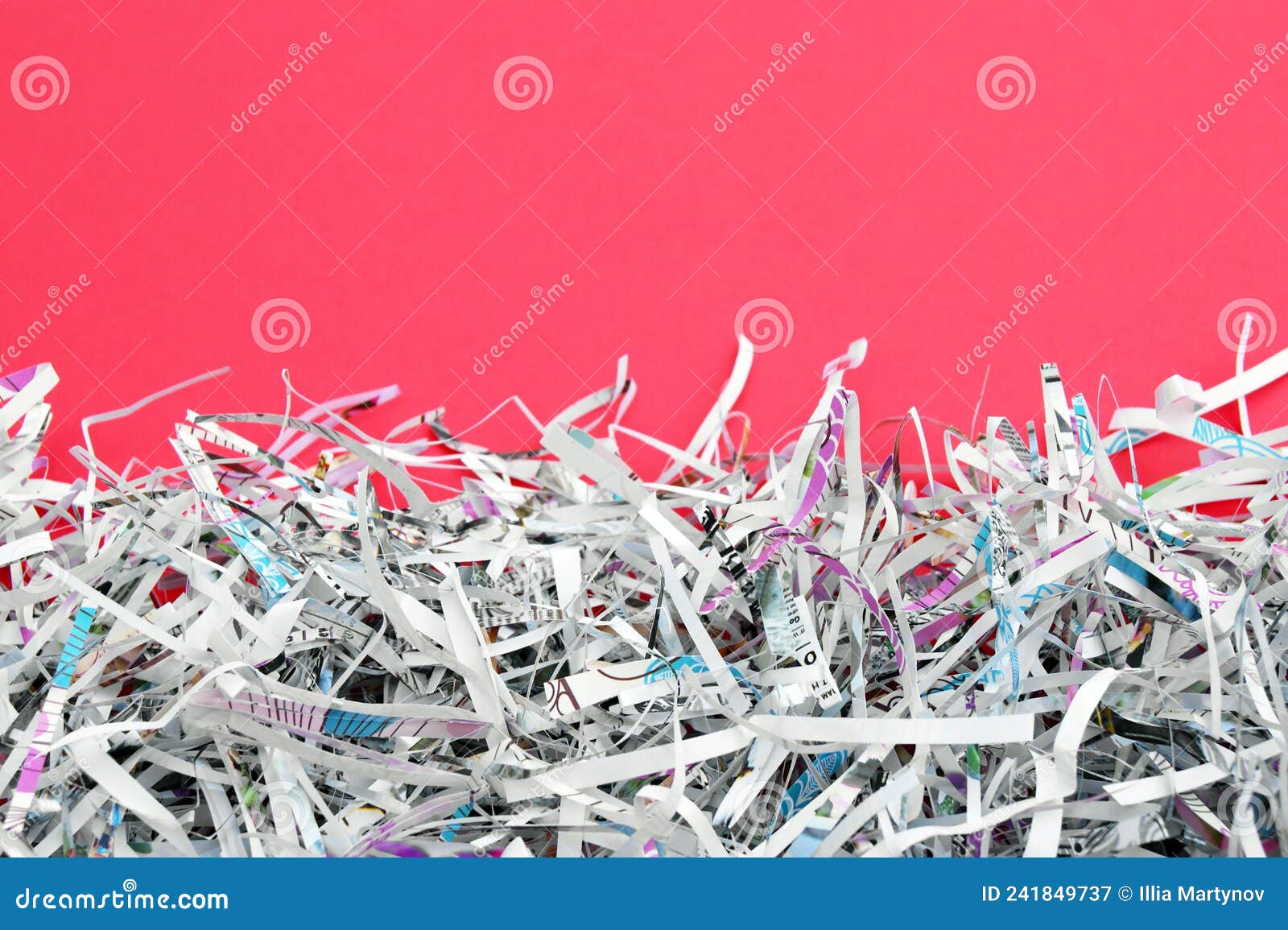 The White Shredded Paper on Red Background. Stock Image - Image of ...