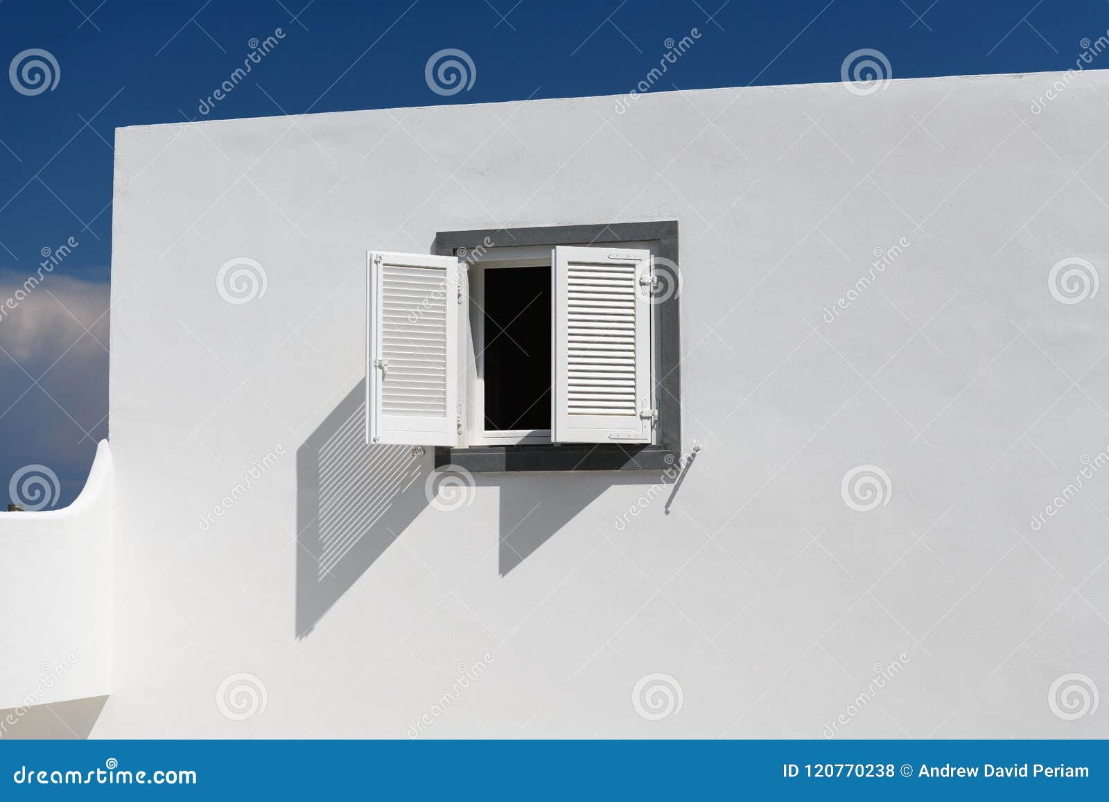 White Shutters on an Open Window Stock Photo - Image of shutters ...