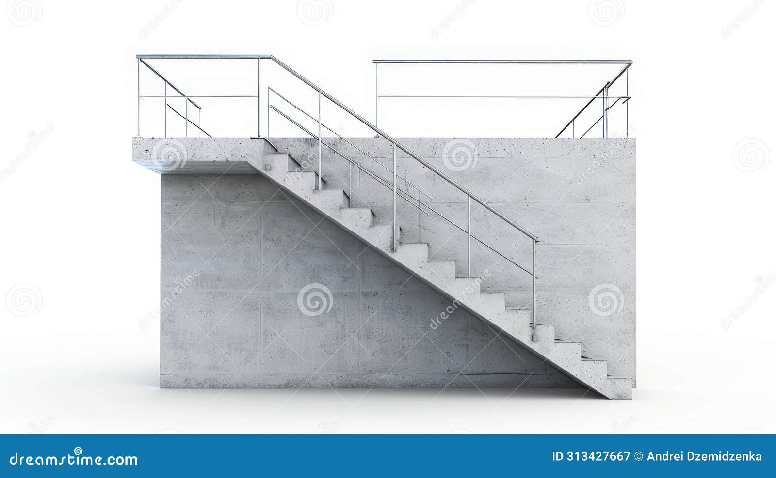 The White Side View of a Staircase Isolated on an Industrial Background ...