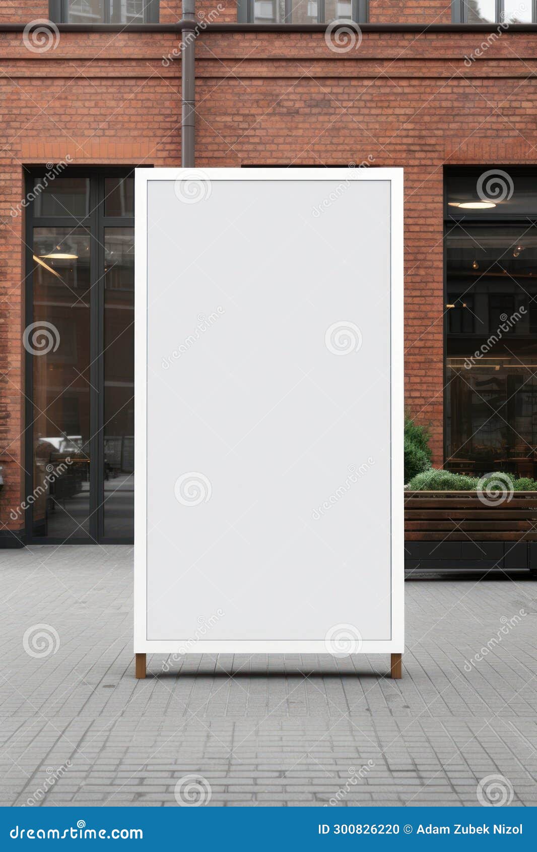 A White Sign in Front of a Brick Building Stock Illustration ...