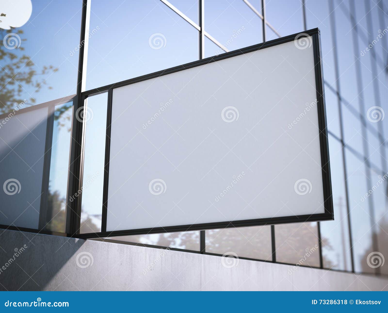 White Signboard on the Office Building. 3d Rendering Stock Illustration ...