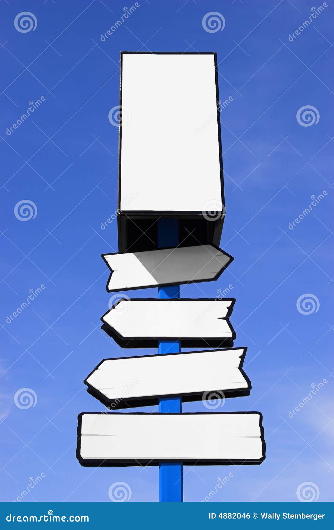 White signpost stock photo. Image of direction, blue, arrow - 4882046