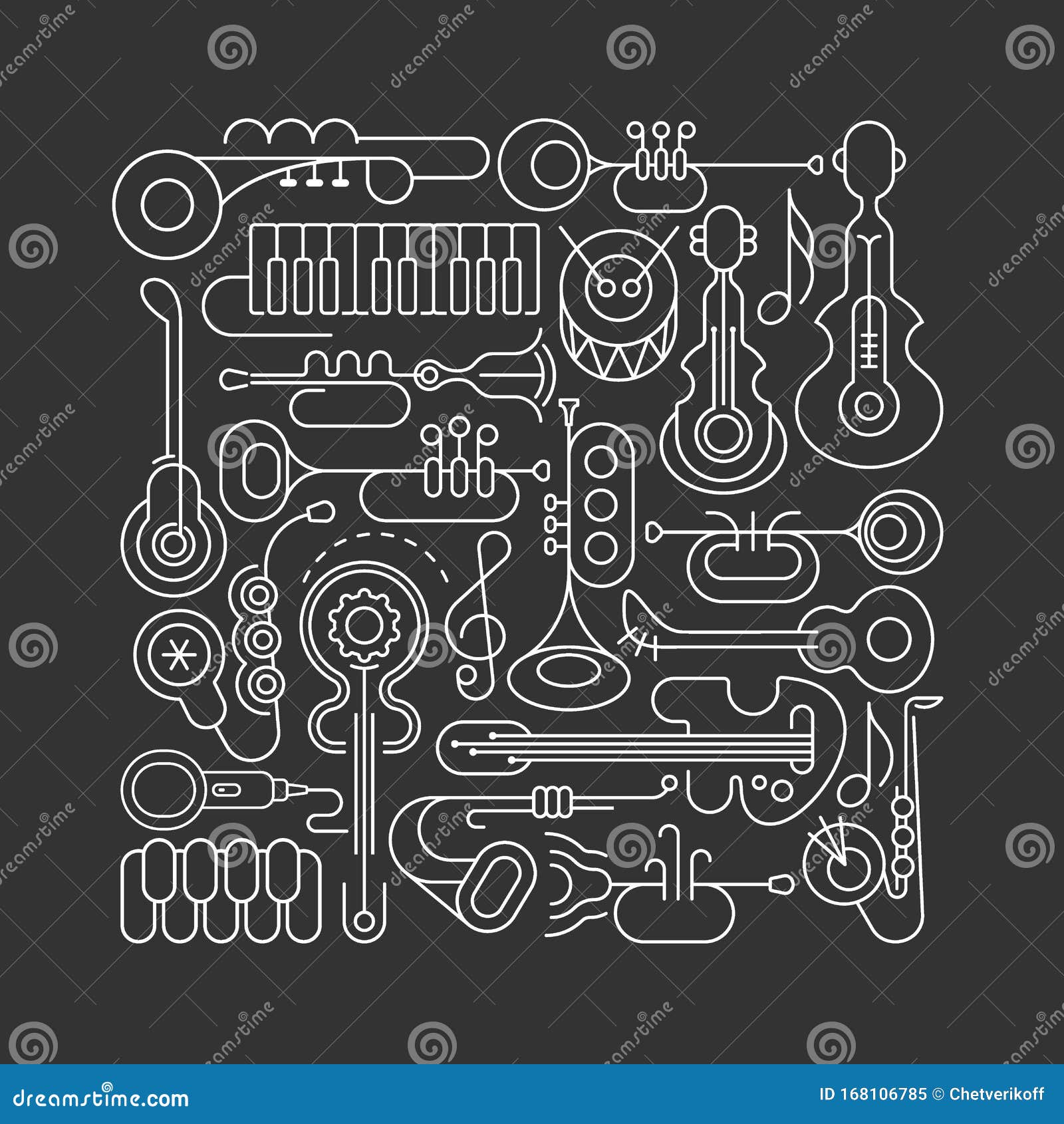 Music Instruments Neon Square Stock Vector - Illustration of music ...