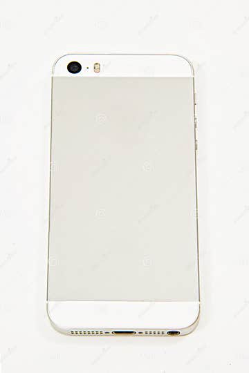 White and Silver Smartphone Back on White Stock Image - Image of ...