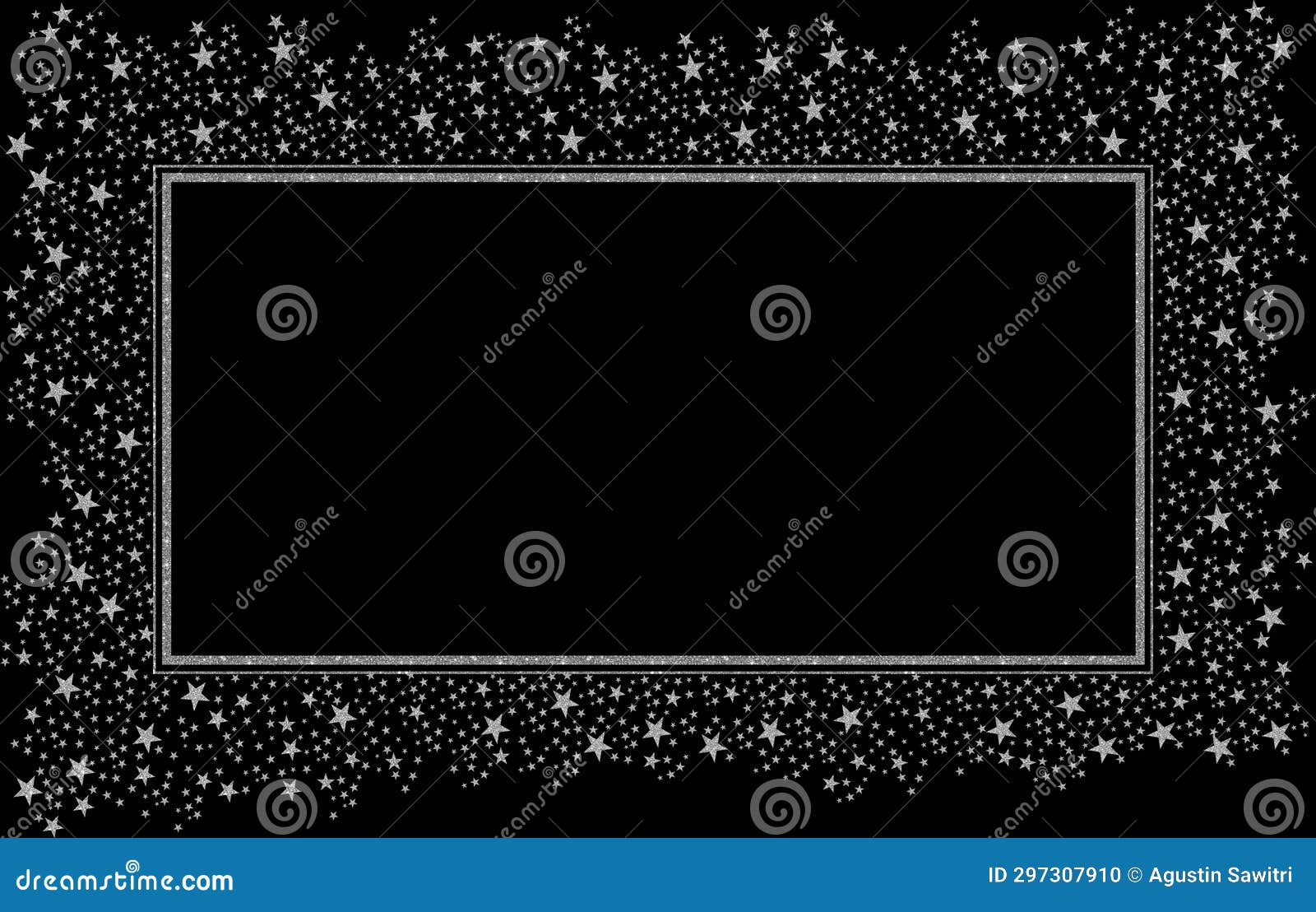 White Silver Square or Rectangular Frame with Sparkle Glitter Stars 10 ...