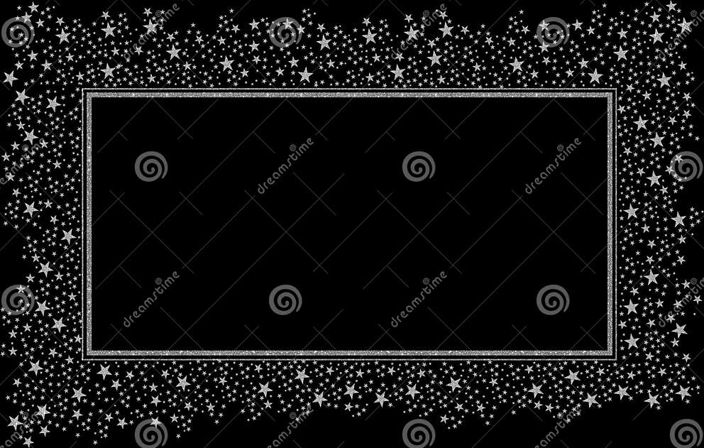 White Silver Square or Rectangular Frame with Sparkle Glitter Stars 10 ...