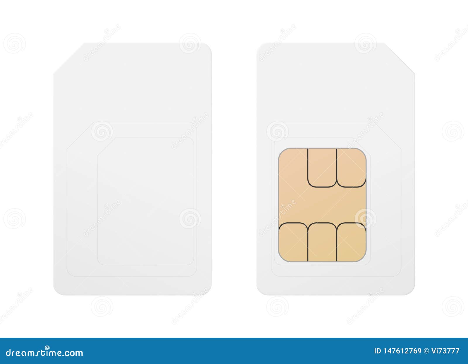 White Sim Card Template. Realistic Vector Mockup. Stock Vector ...