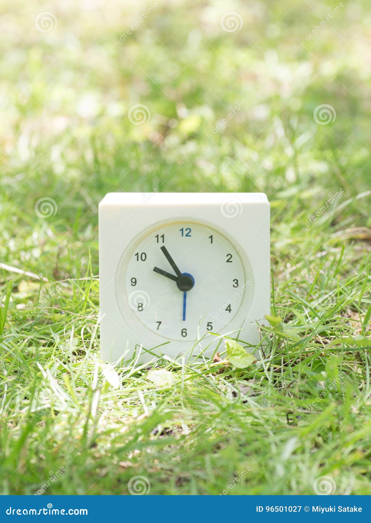 White Simple Clock on Lawn Yard, 9:55 Nine Fifty Five Stock Image ...