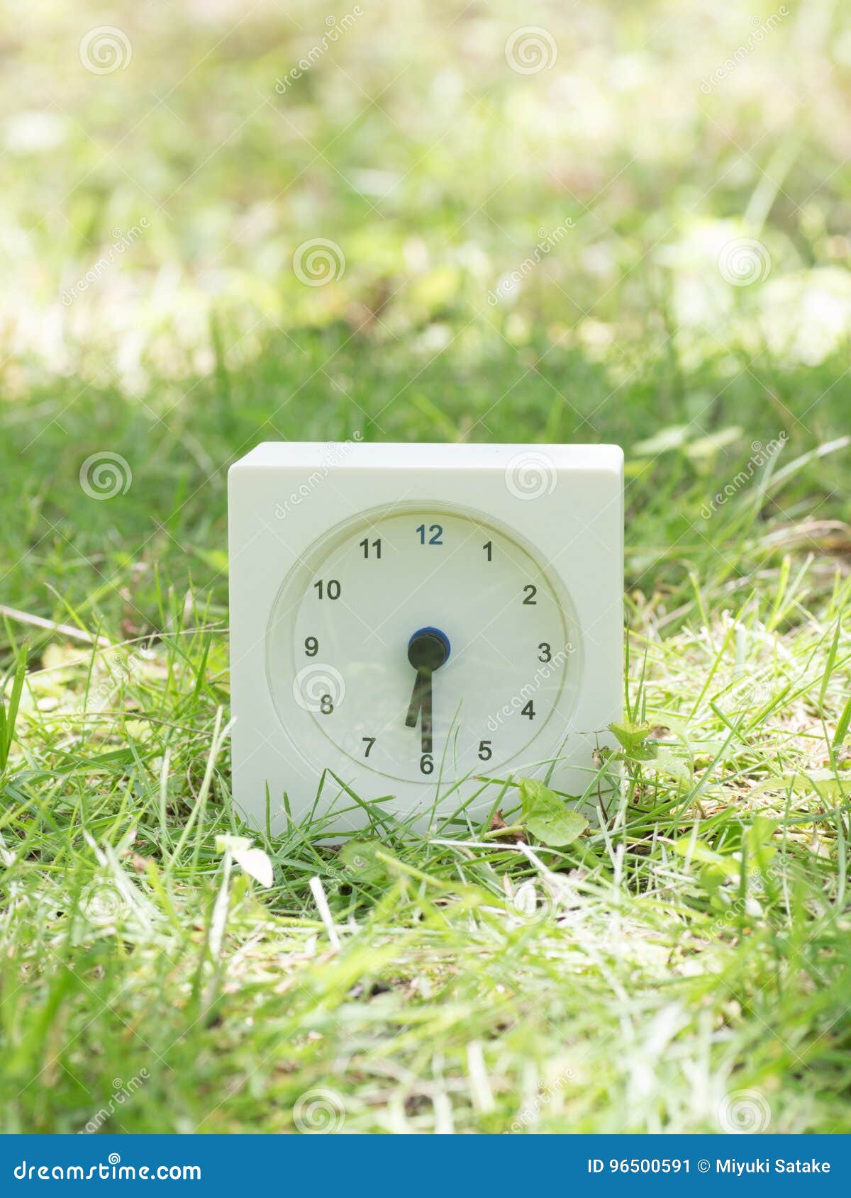 White Simple Clock on Lawn Yard, 6:30 Six Thirty Half Stock Image ...