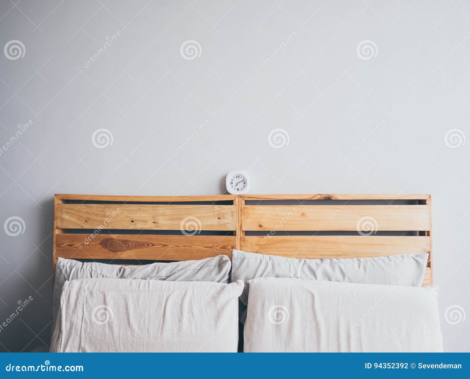 Clock on Bed in the Morning. Stock Photo - Image of horizontal ...