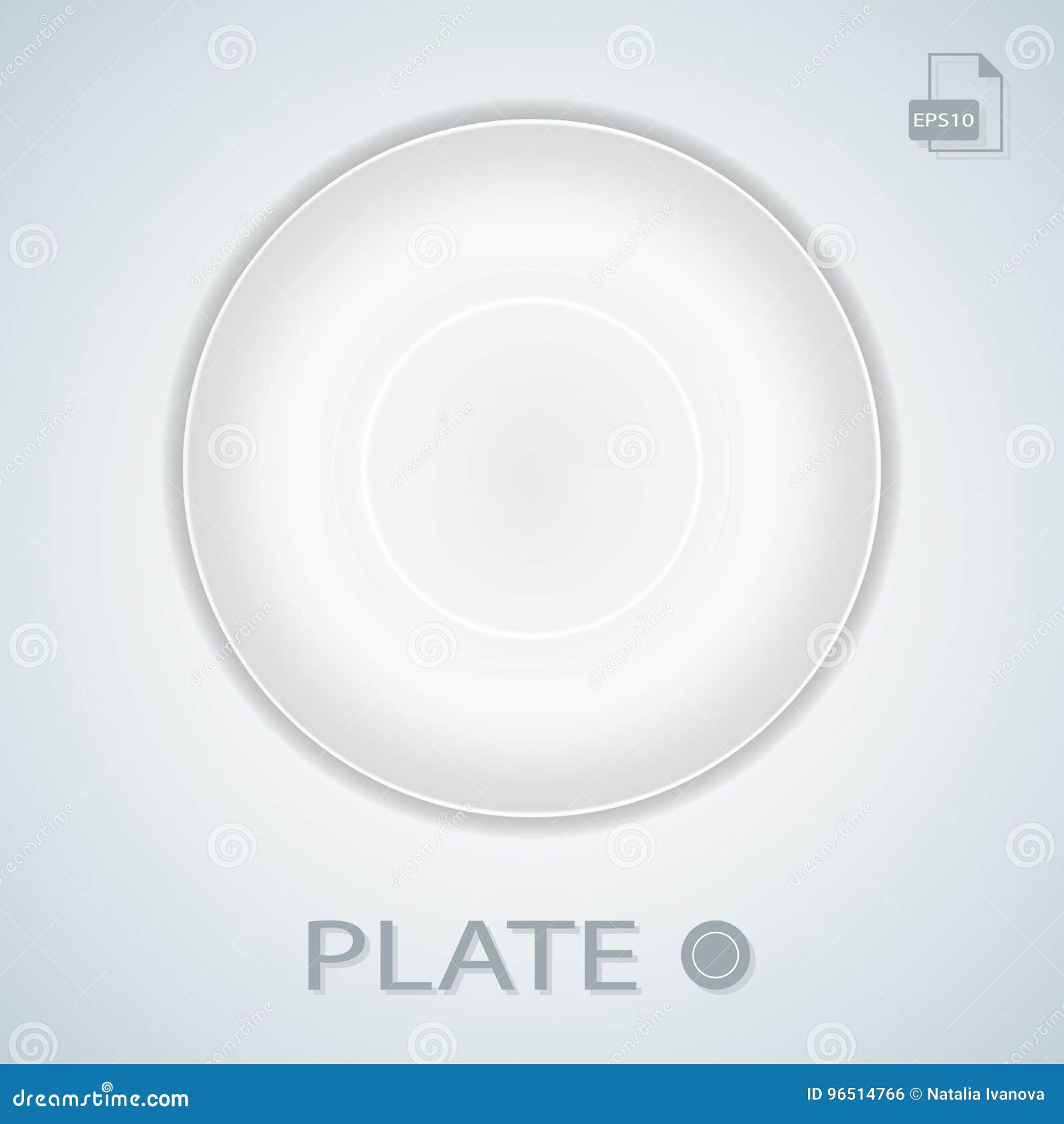 White Simple Plate Isolated on a Background. Vector Illustration. Stock ...