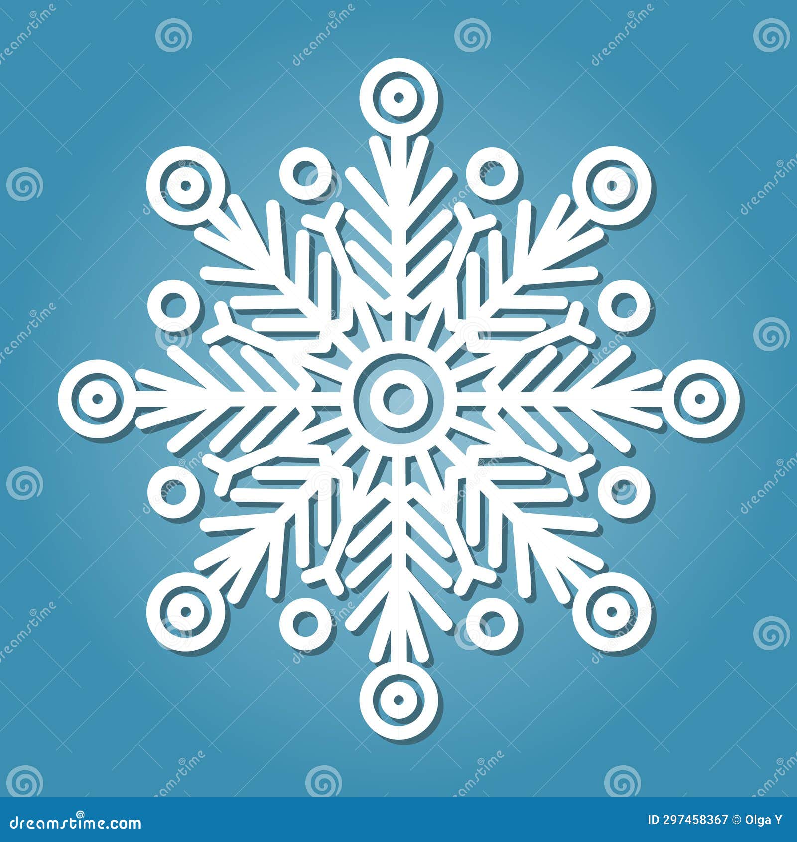 White Simple Snowflake on Blue Background. Stock Illustration ...