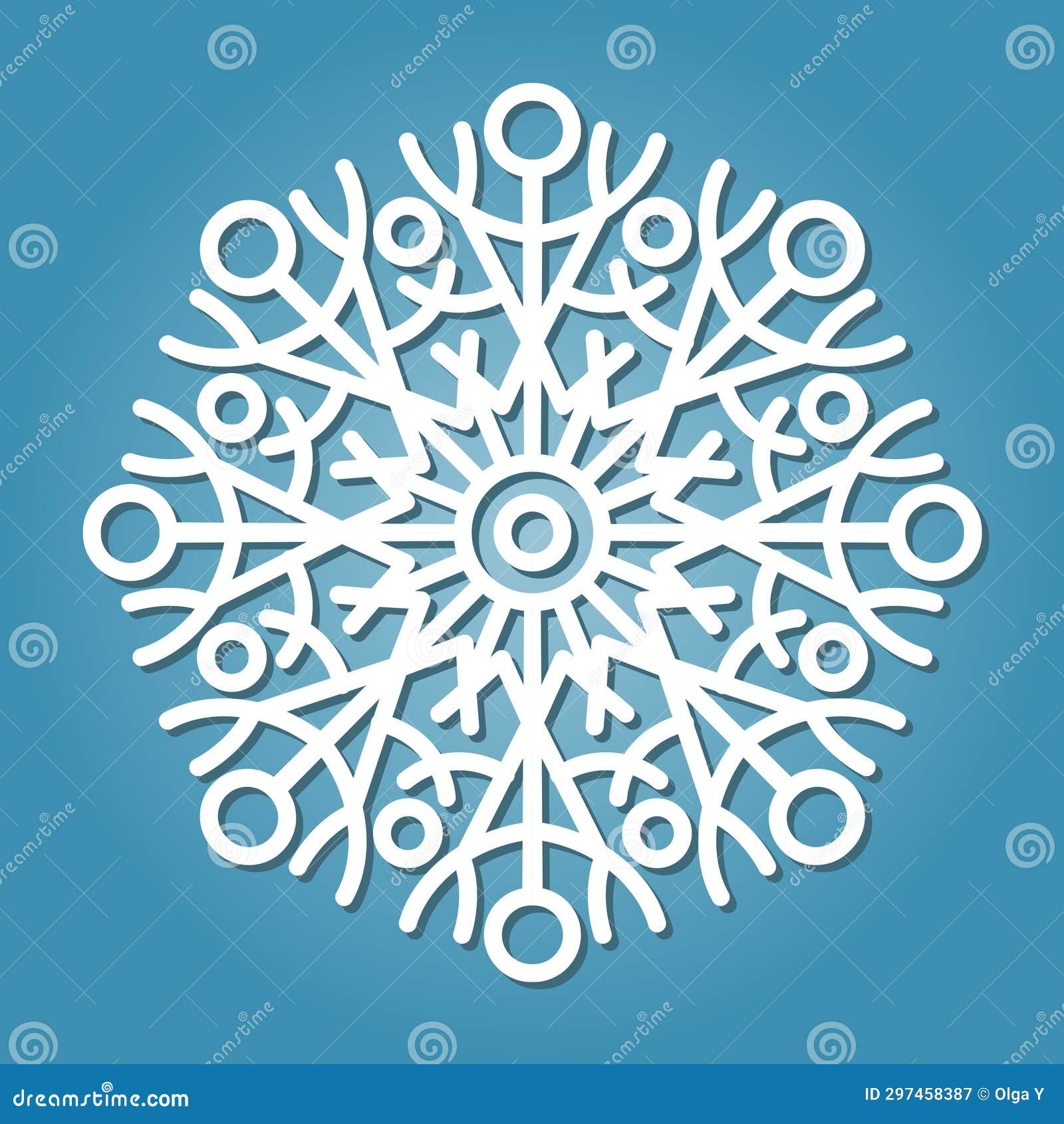 White Simple Snowflake on Blue Background. Stock Illustration ...