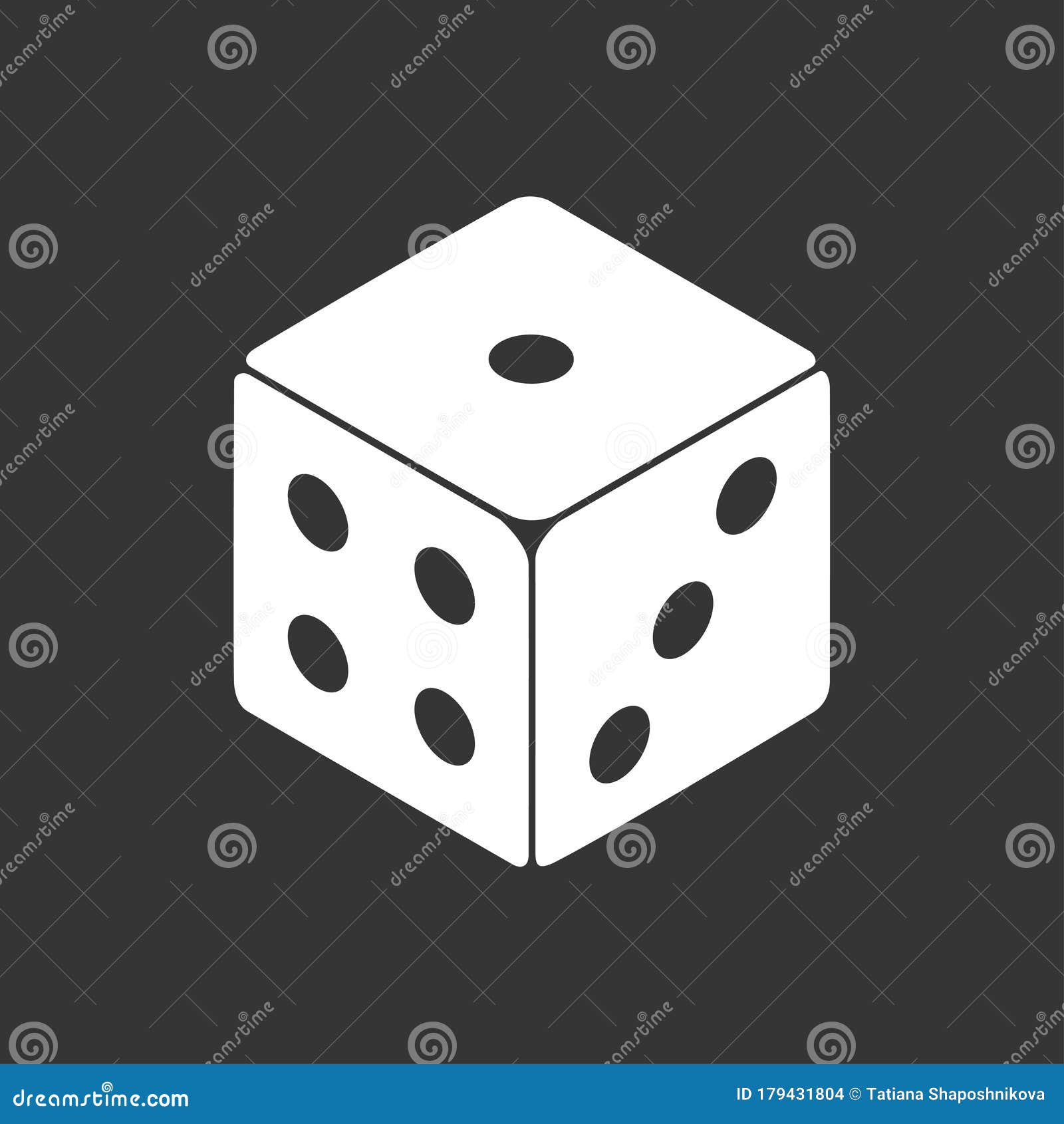 White Single Dice Isolated on Gray Background Stock Vector ...