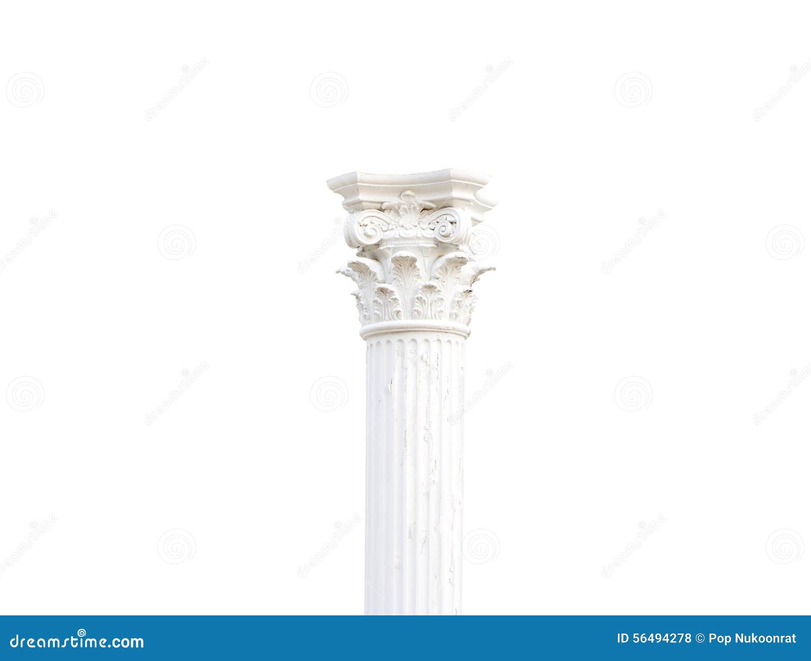 White Single Pillars Greek on Isolated White Background Stock Photo ...