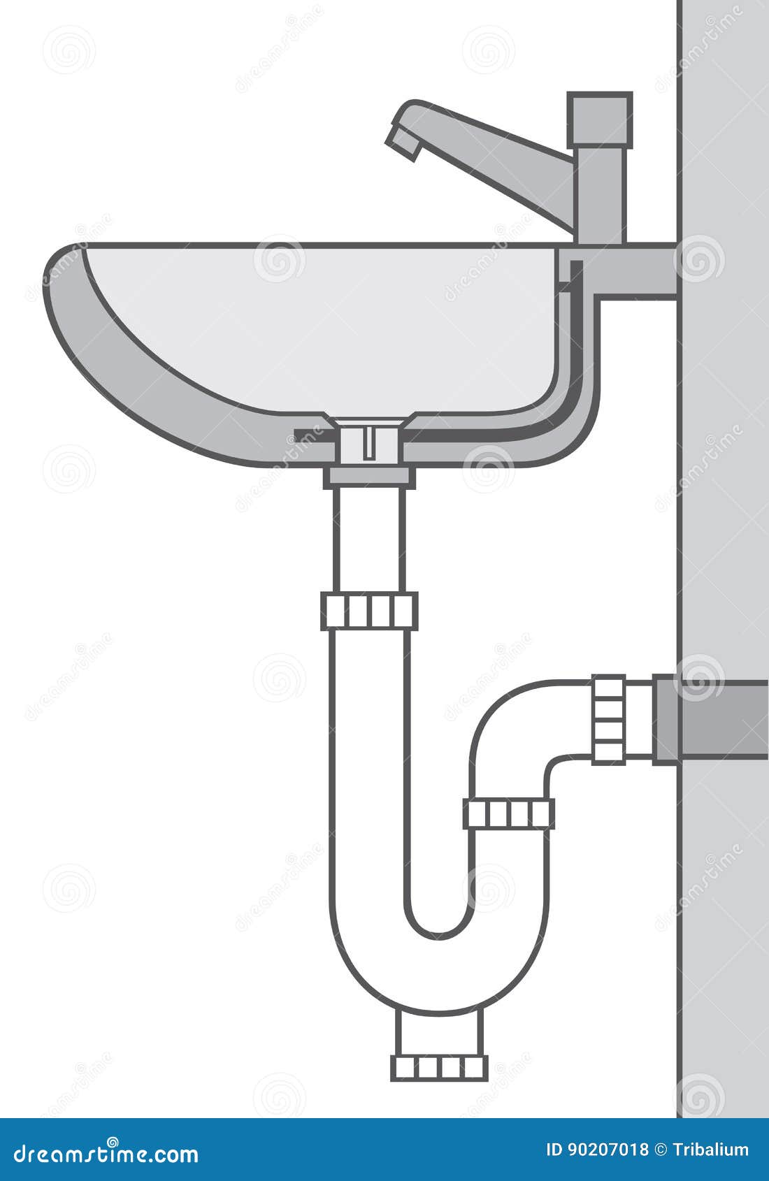 White Sink and Faucet Cross Stock Vector - Illustration of bowl, home ...